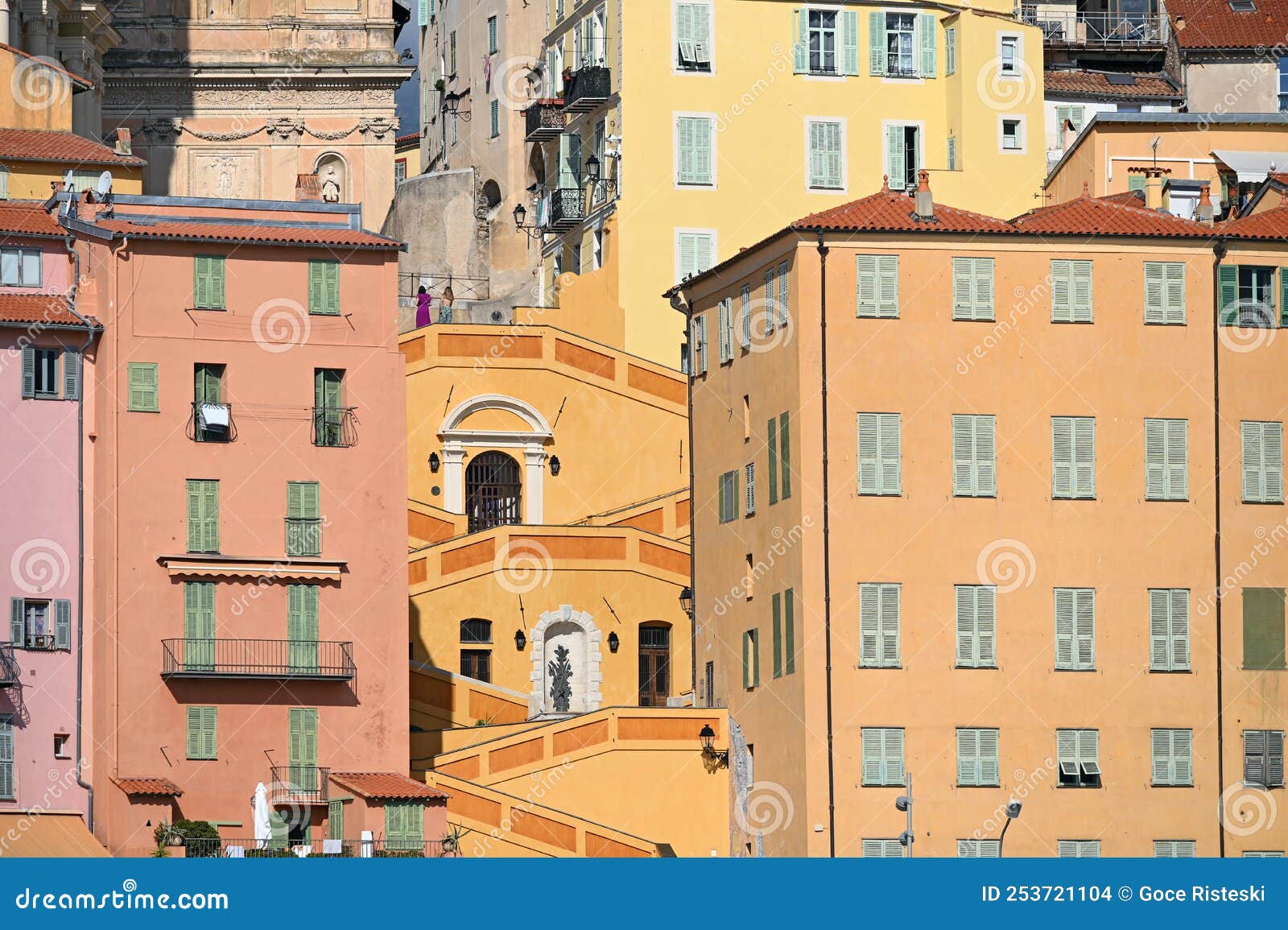 Colorful Old Buildings and Staircase in Menton Stock Photo - Image of ... Colorful Old Buildings and Staircase in Menton Stock Photo - Image of ...