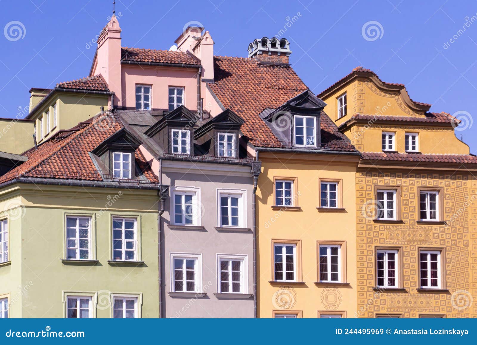 Colorful Old Buildings in in Warshaw Stock Image - Image of royal ...