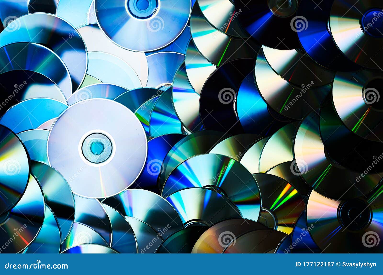 Colorful Old CD DVD Optical Disk Storage Medium with Dust. Focused ...