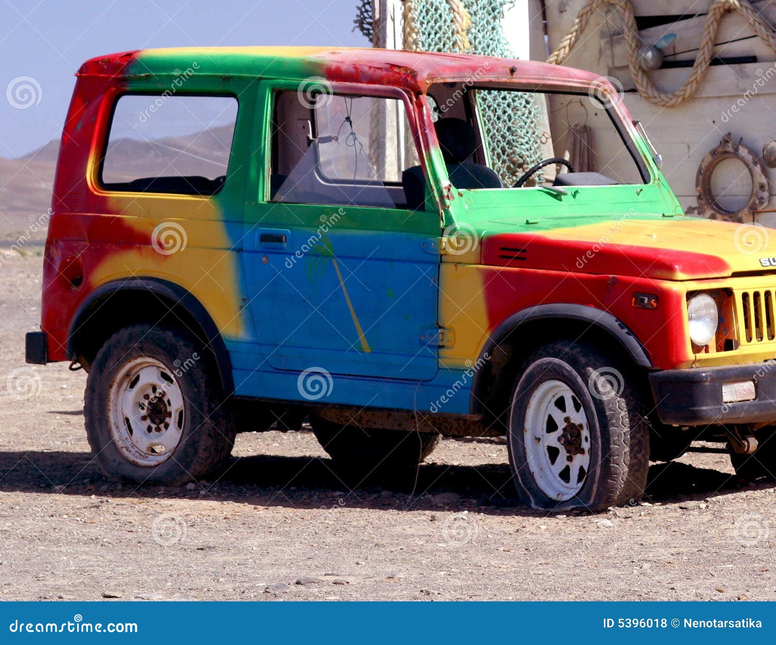 Colorful old off road car stock photo. Image of scenic - 5396018