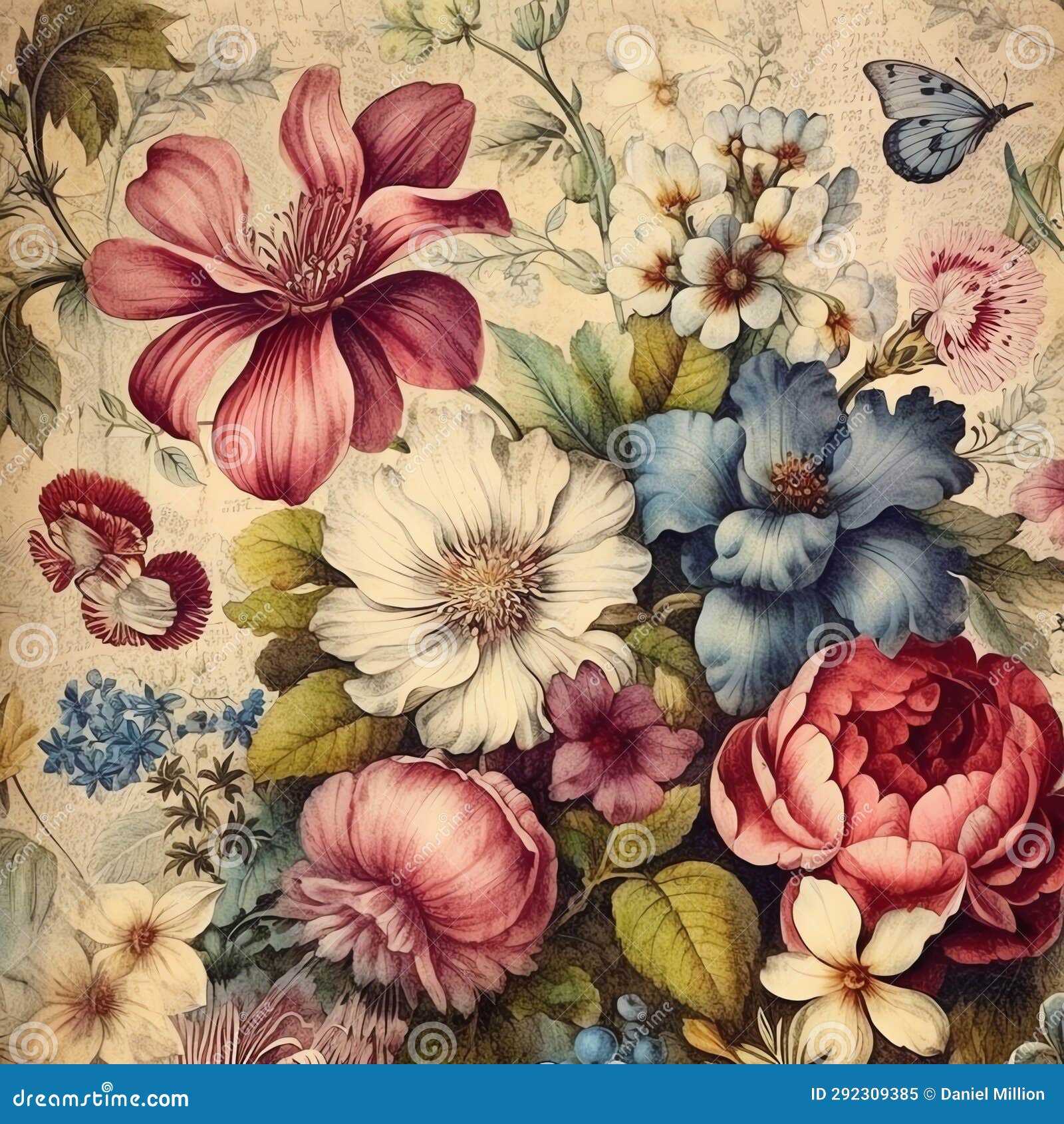 Colorful Old Paper, Vintage Digital Paper Stock Illustration ...