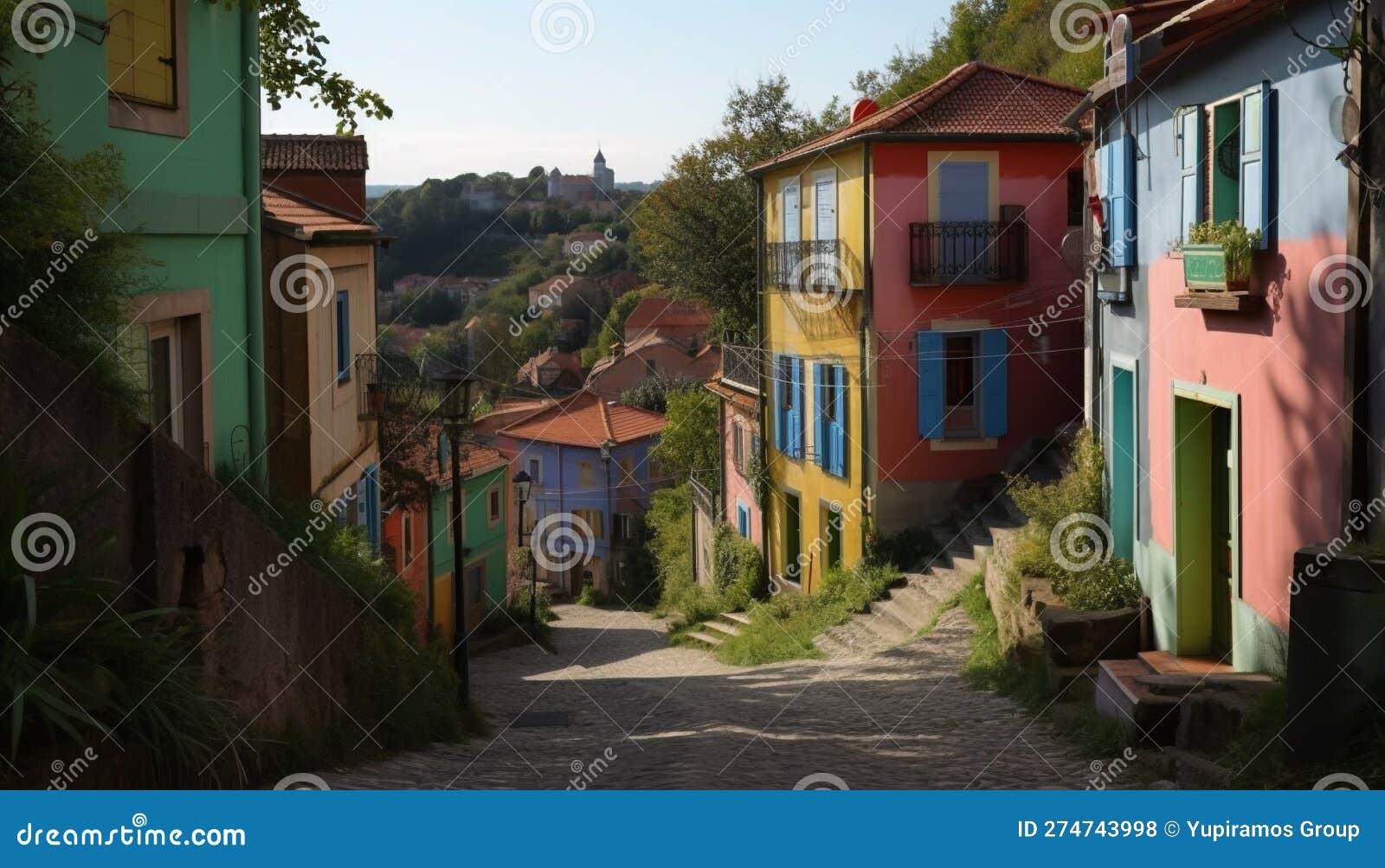 Colorful Old Town Rooftops Frame Stunning Views Generated by AI Stock ...