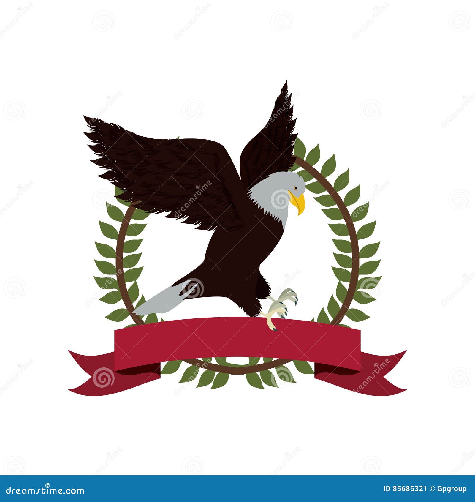 Colorful with Olive Crown with Ribbon and Eagle Flying Stock ...