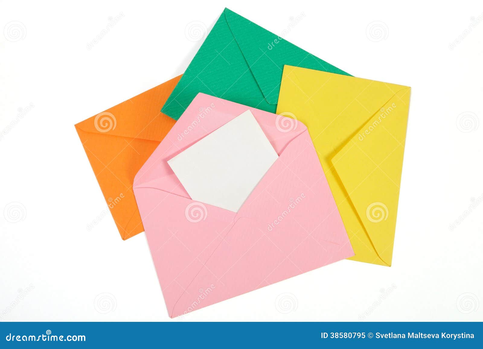Colorful Open Envelope with Paper Isolated Stock Image - Image of ...
