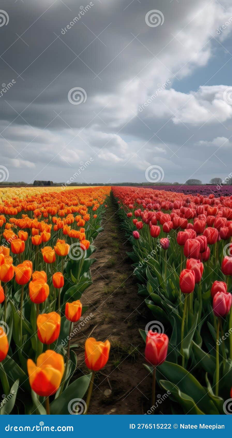 Colorful Open Field with Beautiful Tulips. Generative AI Stock Photo ...