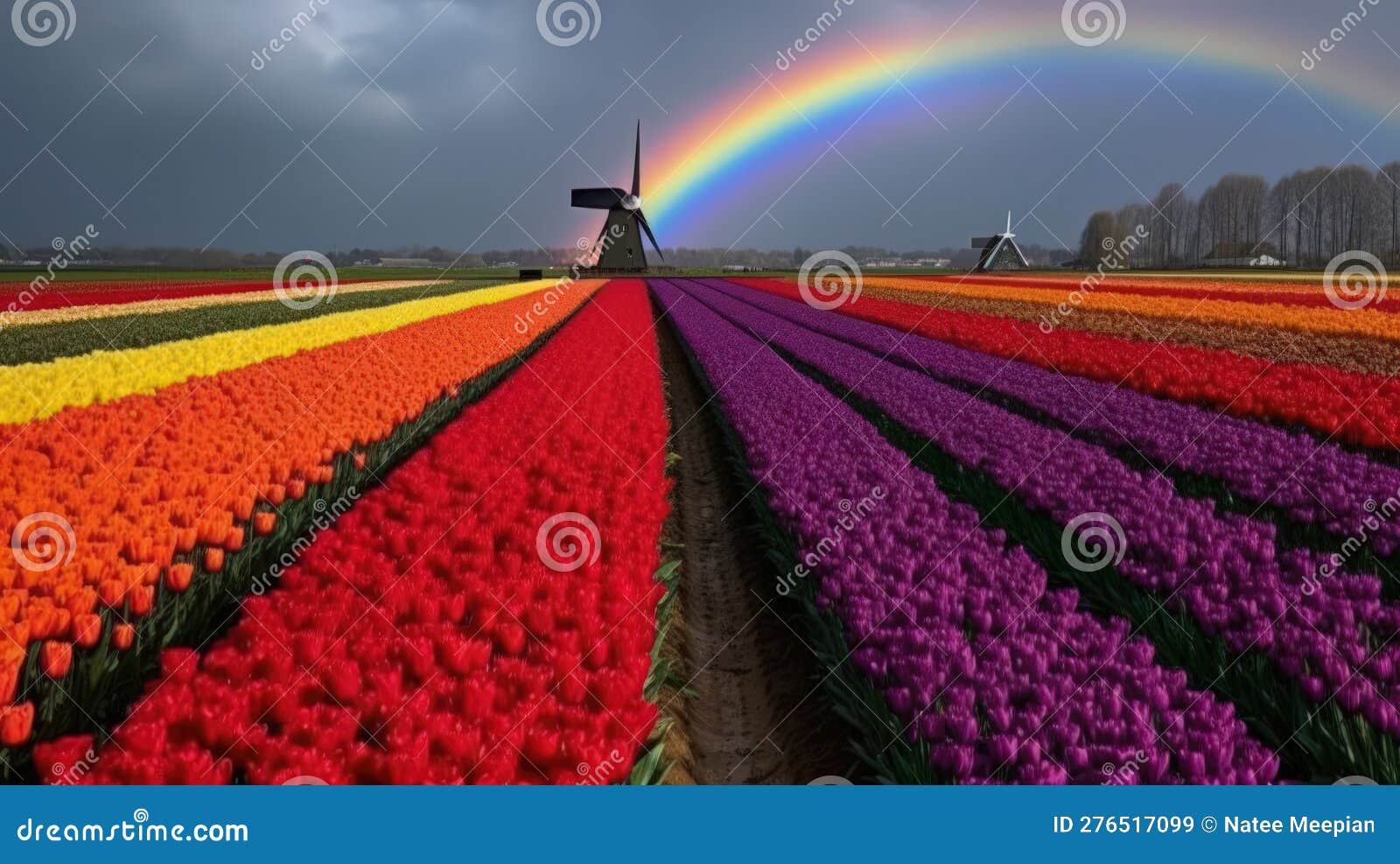 Colorful Open Field with Beautiful Tulips. Generative AI Stock Image ...