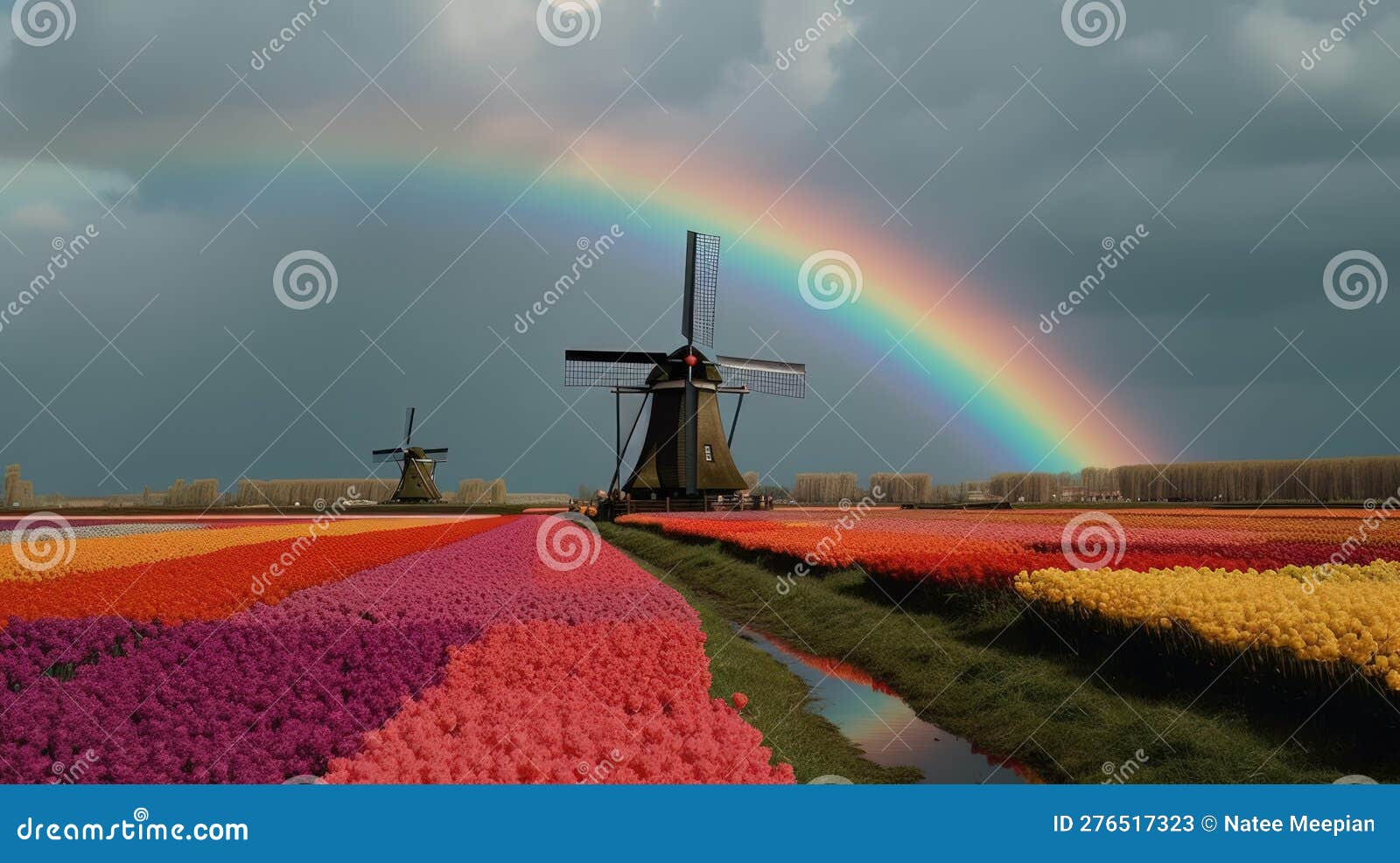 Colorful Open Field with Beautiful Tulips. Generative AI Stock Image ...