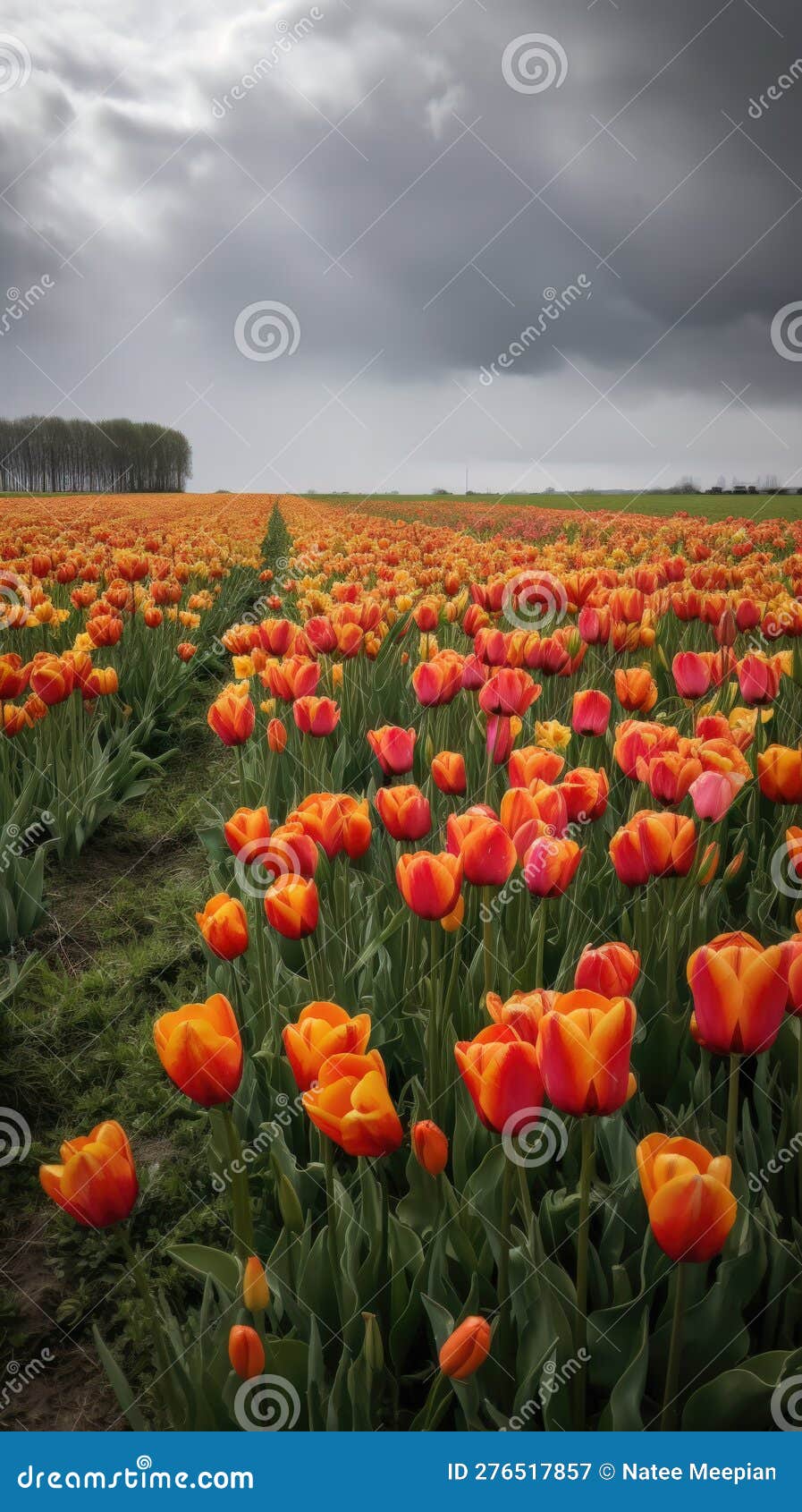 Colorful Open Field with Beautiful Tulips. Generative AI Stock Image ...