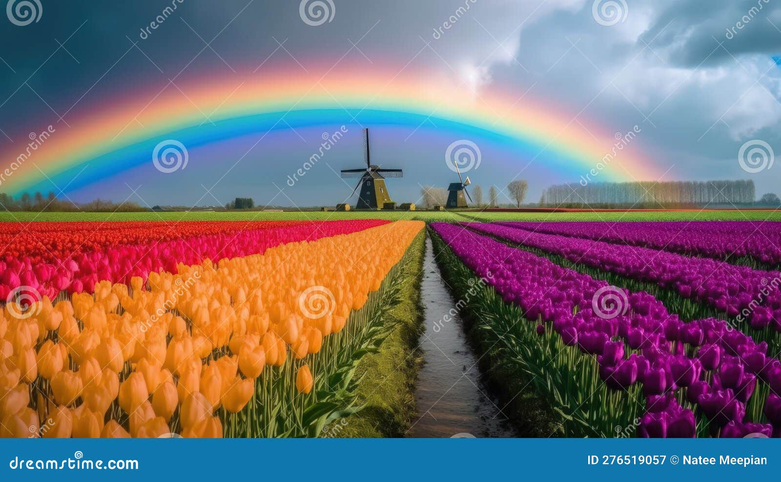 Colorful Open Field with Beautiful Tulips. Generative AI Stock Image ...