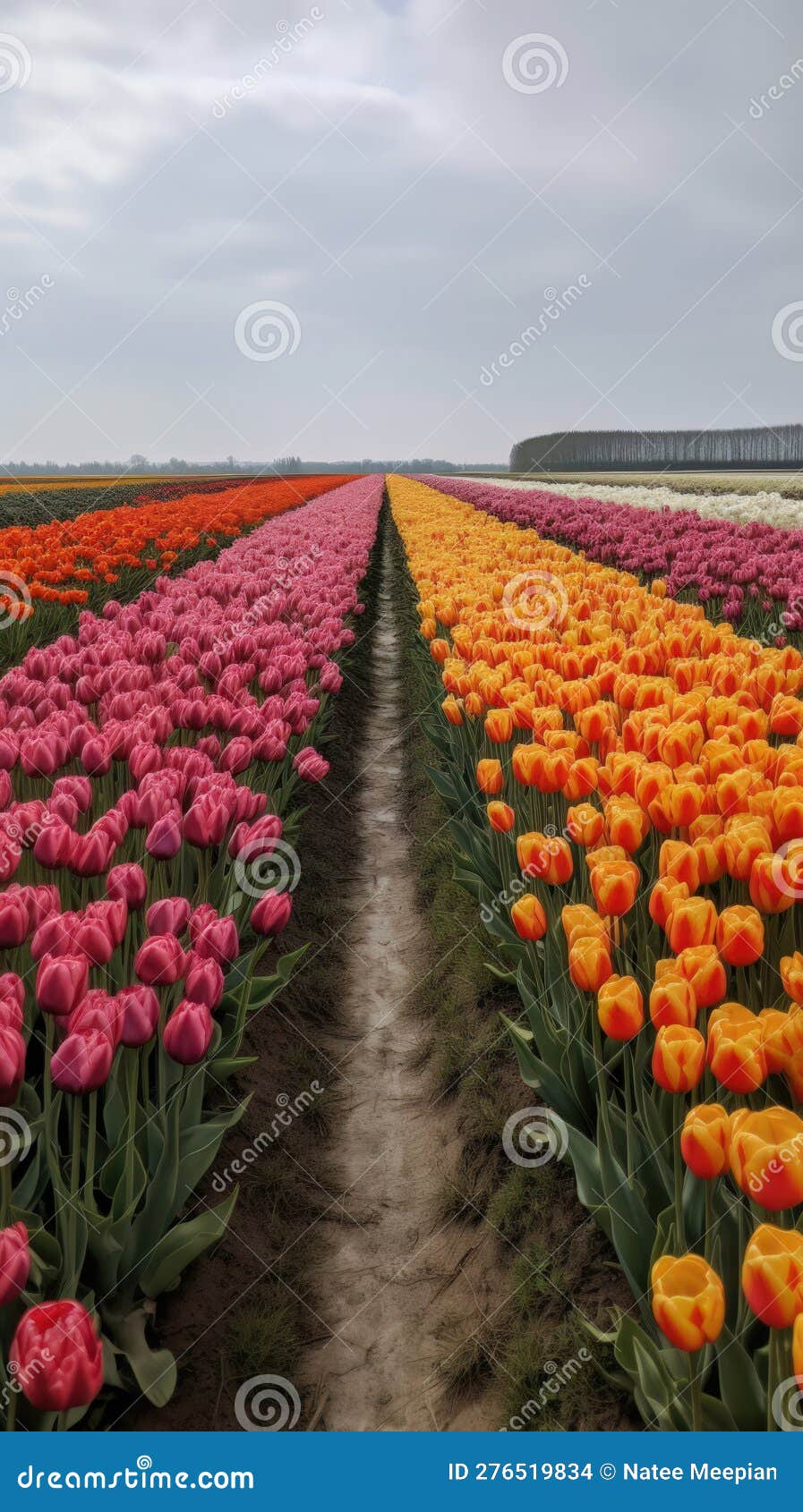 Colorful Open Field with Beautiful Tulips. Generative AI Stock Photo ...