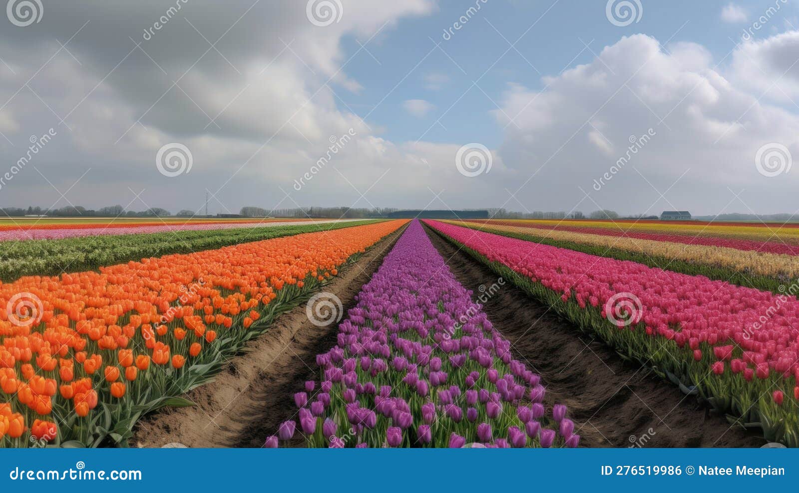 Colorful Open Field with Beautiful Tulips. Generative AI Stock Photo ...