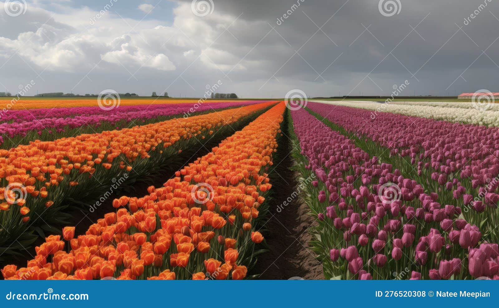 Colorful Open Field with Beautiful Tulips. Generative AI Stock Photo ...
