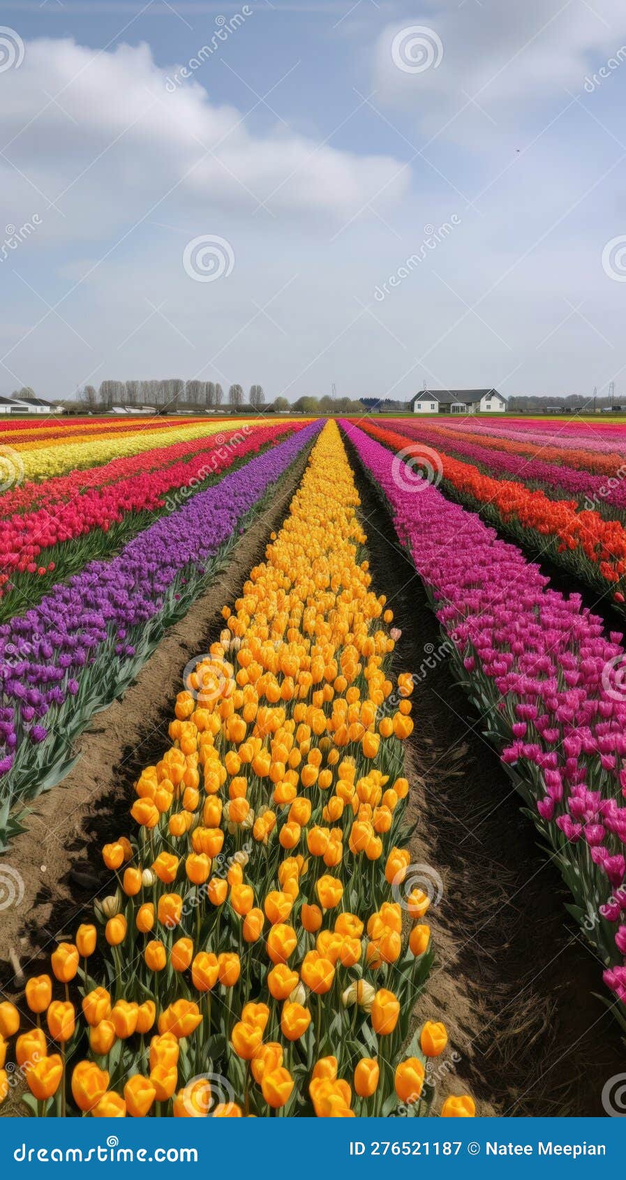 Colorful Open Field with Beautiful Tulips. Generative AI Stock Image ...