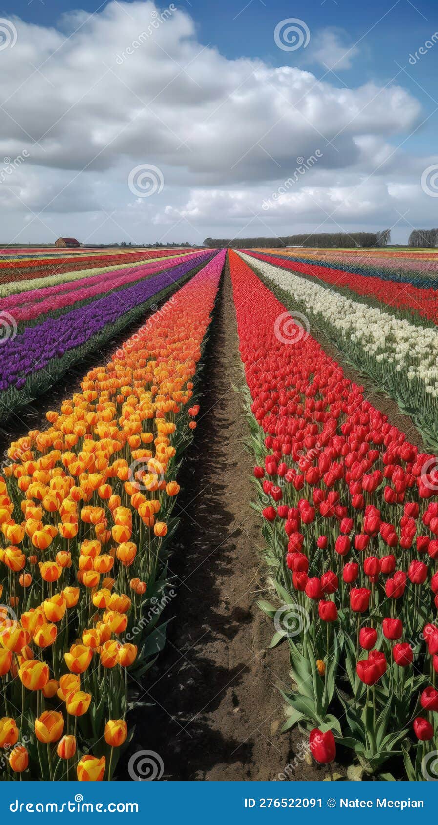 Colorful Open Field with Beautiful Tulips. Generative AI Stock Image ...
