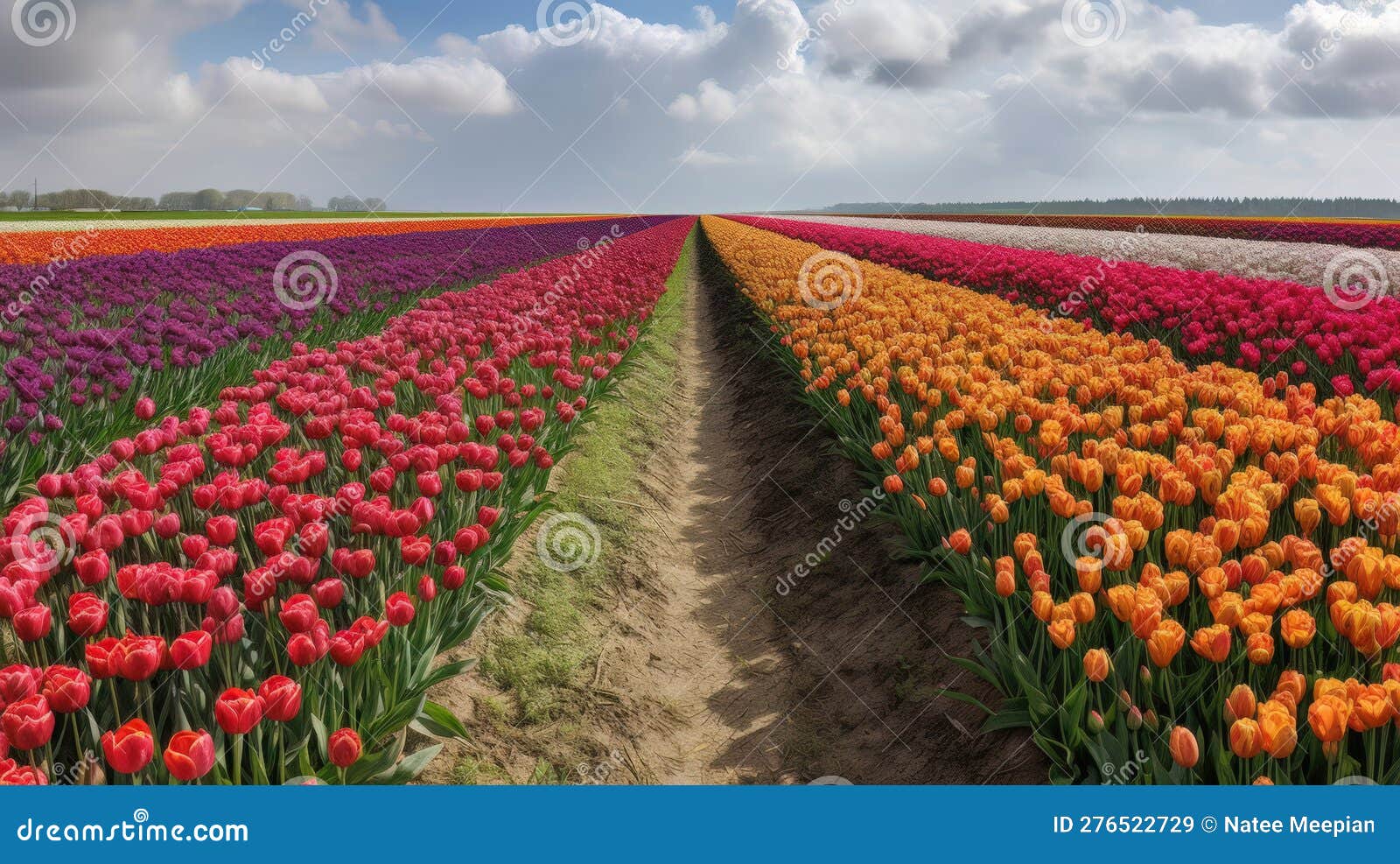 Colorful Open Field with Beautiful Tulips. Generative AI Stock Image ...