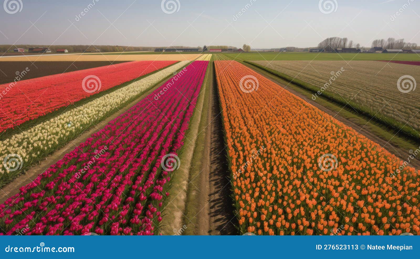Colorful Open Field with Beautiful Tulips. Generative AI Stock Image ...