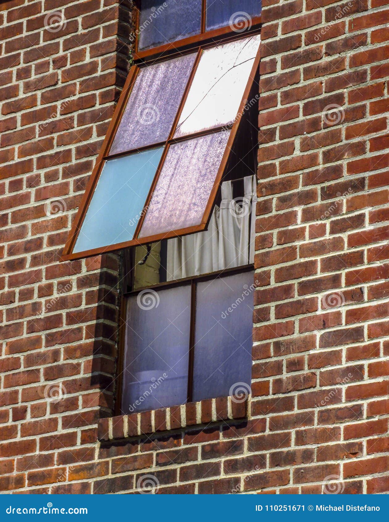 Colorful Open Window on Brick Wall Stock Image - Image of window ...