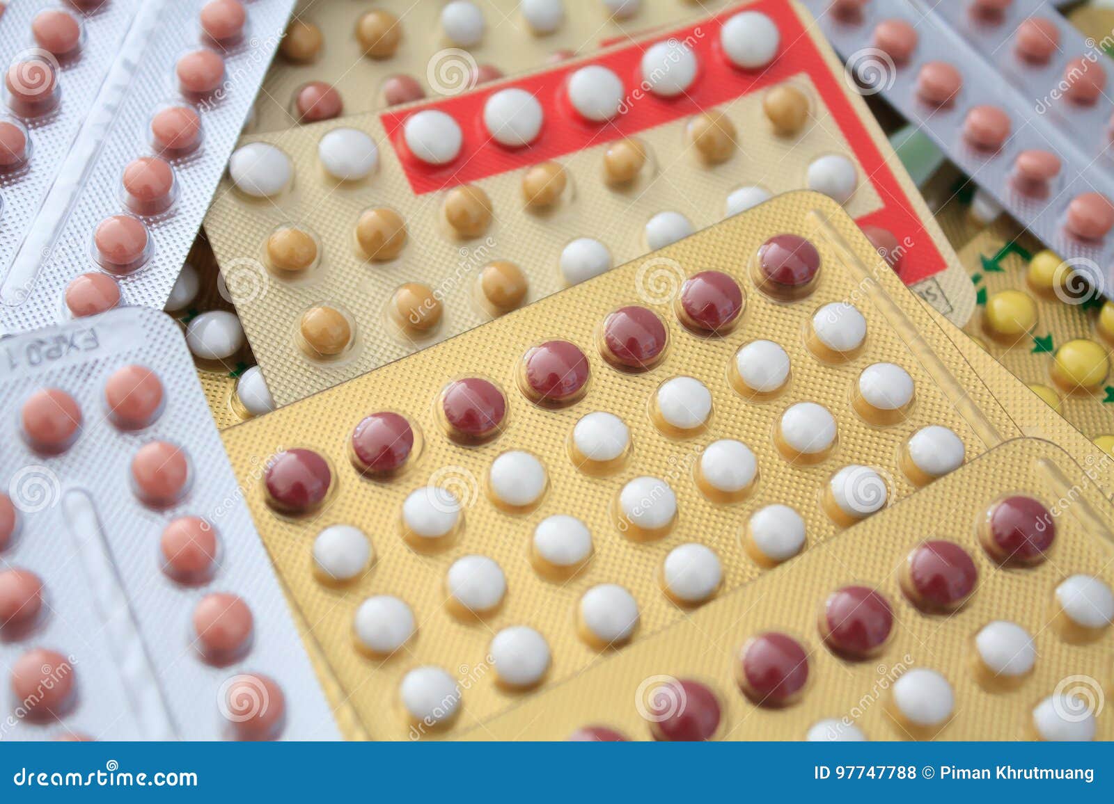 Colorful Oral Contraceptive Pill Stock Photo - Image of week, tablets ...