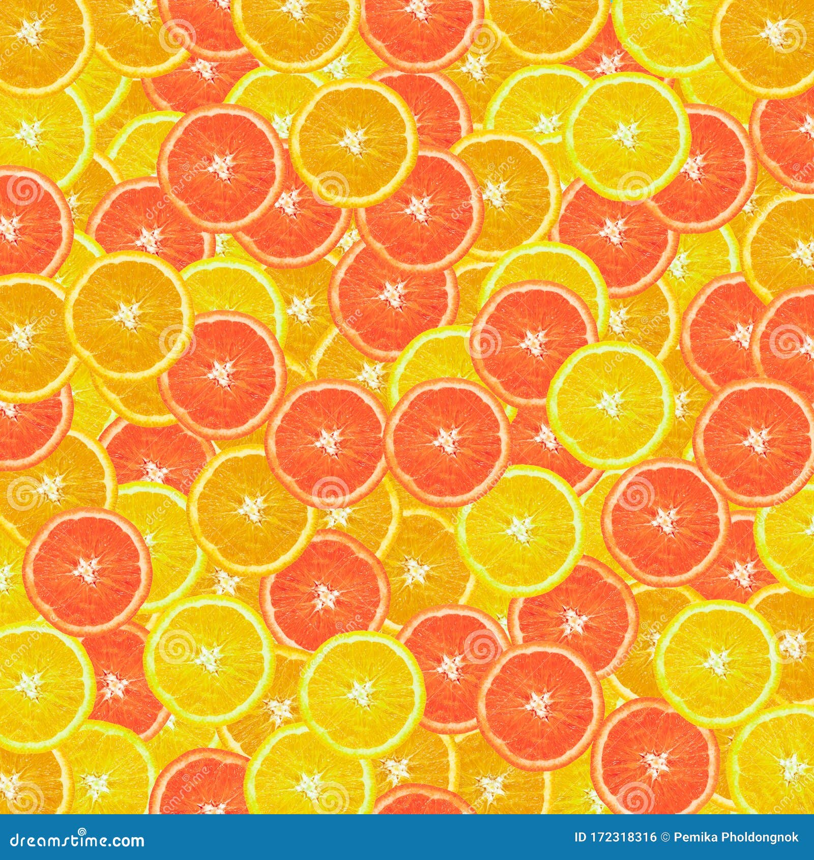 Colorful Orange Fruit Slices Pattern Frame on Blue Background Stock ...