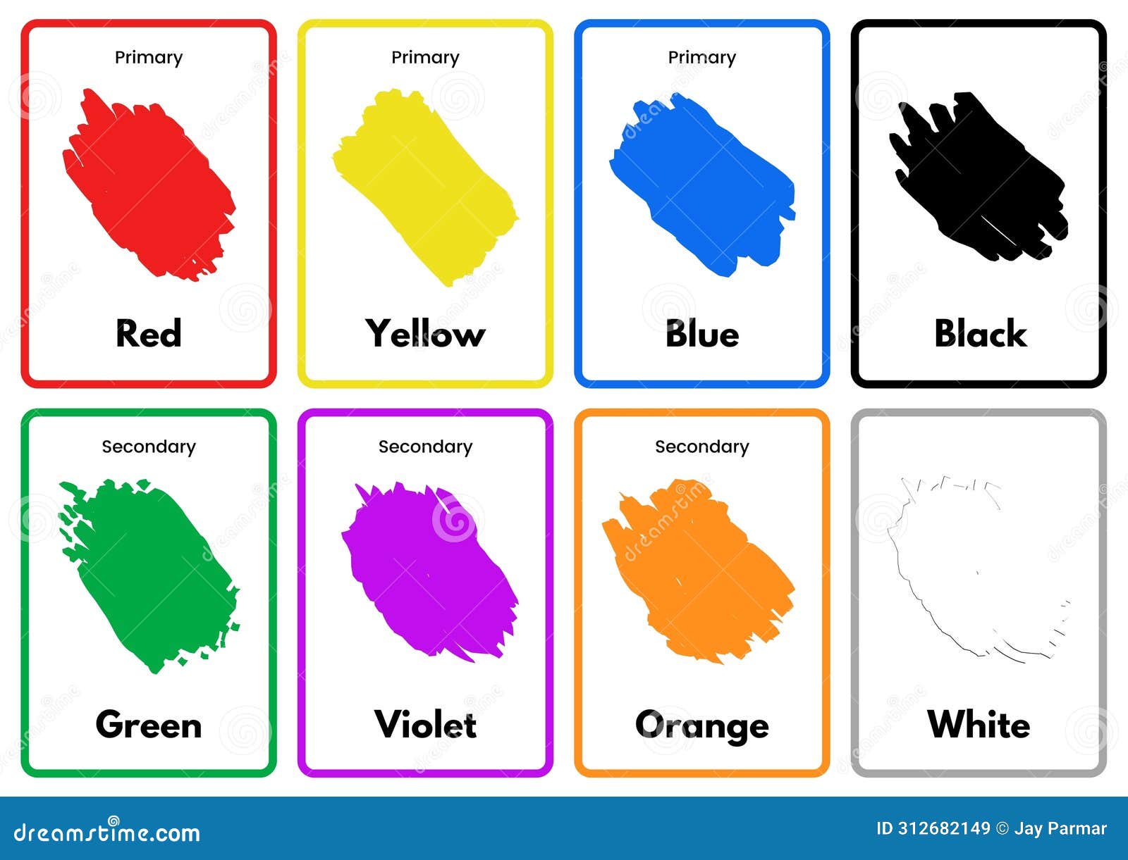 Colorful Organic Hand Drawn Color Flashcard - 1 Stock Illustration ...