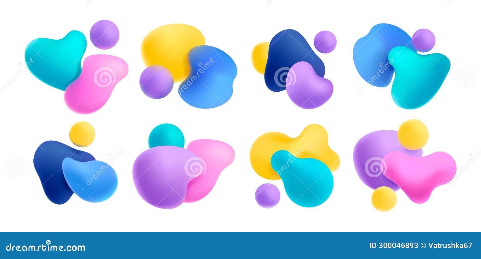 Colorful Organic Render Shapes. Abstract Organic Elements with Various ...