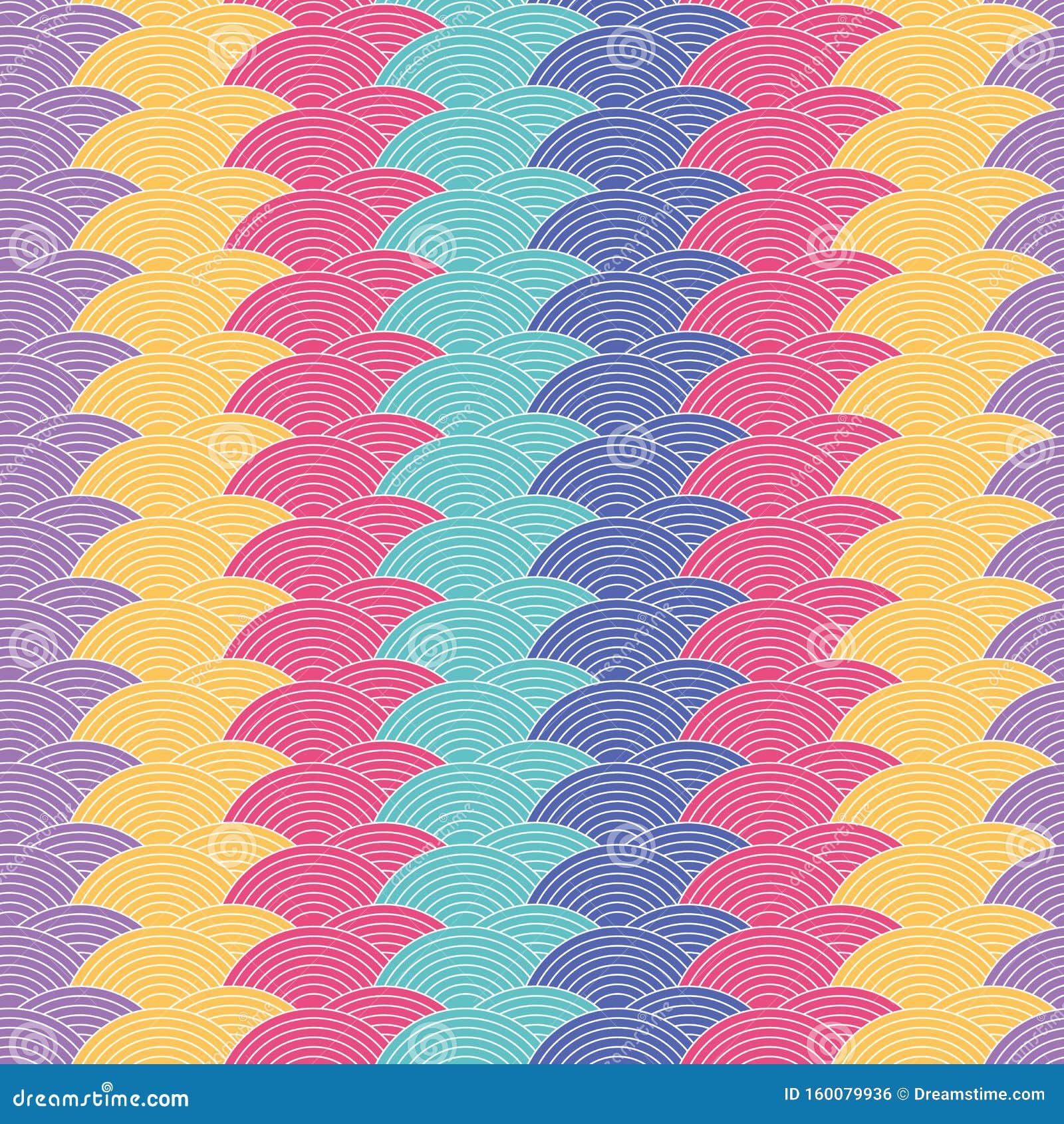 Colorful Oriental Wave Pattern. Vector Seamless Pattern Background ...