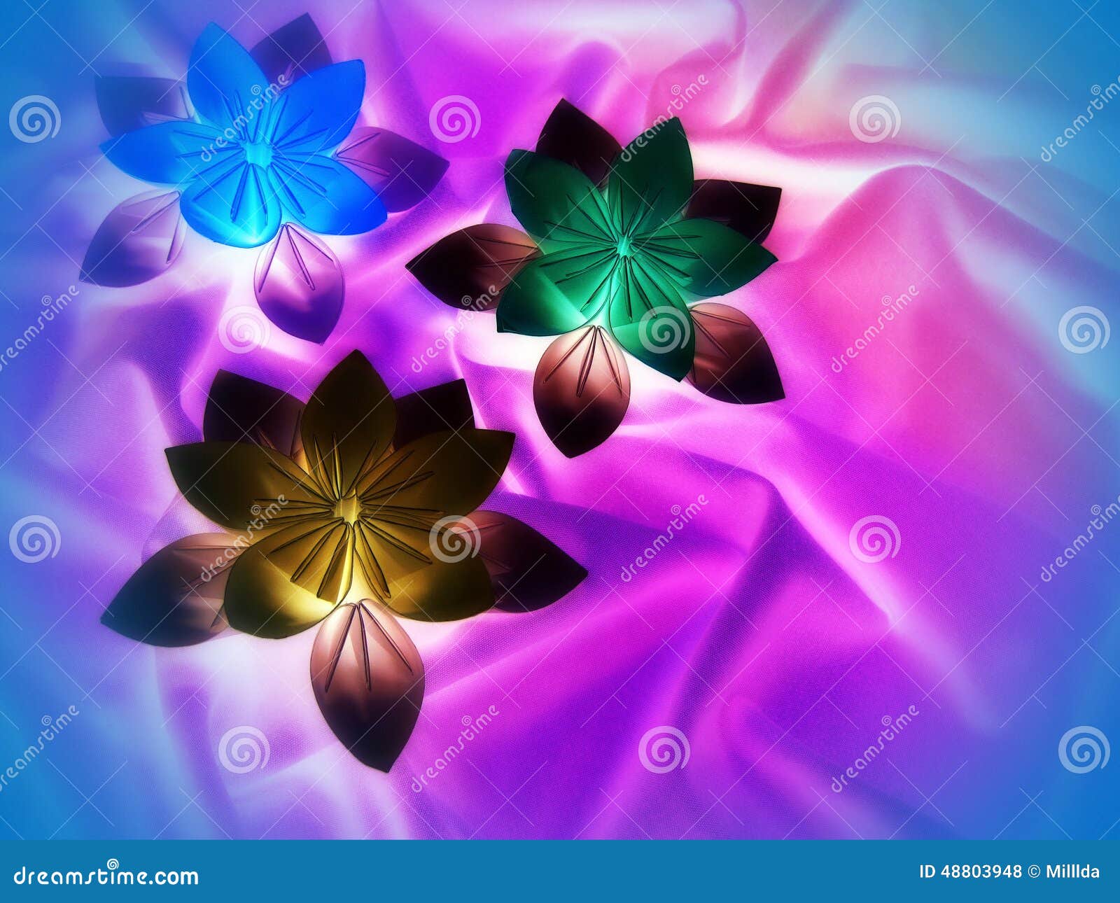 Origami Flowers And Frame Stock Image | CartoonDealer.com #35649799