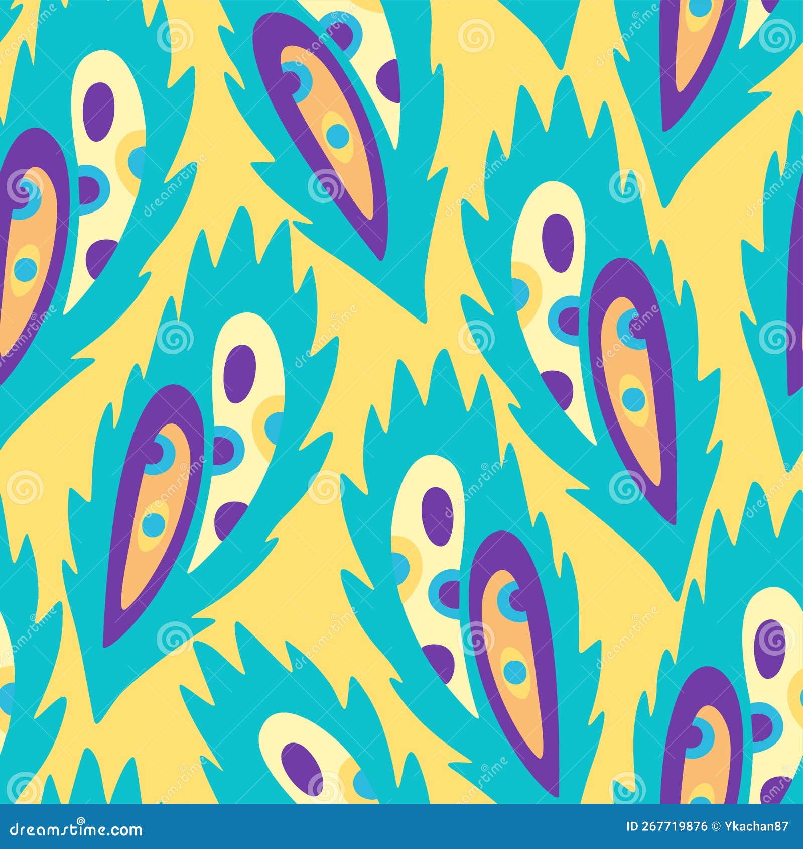 Colorful Ornamental Psychedelic Pattern. Funky Vector Texture with ...