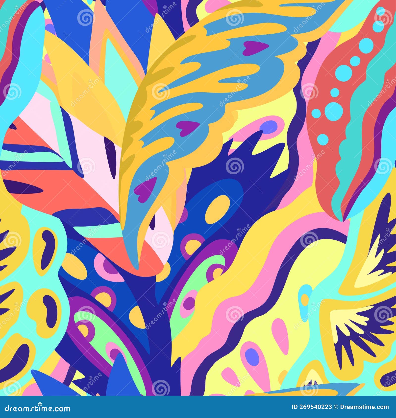 Colorful Ornamental Psychedelic Pattern. Funky Vector Texture with ...