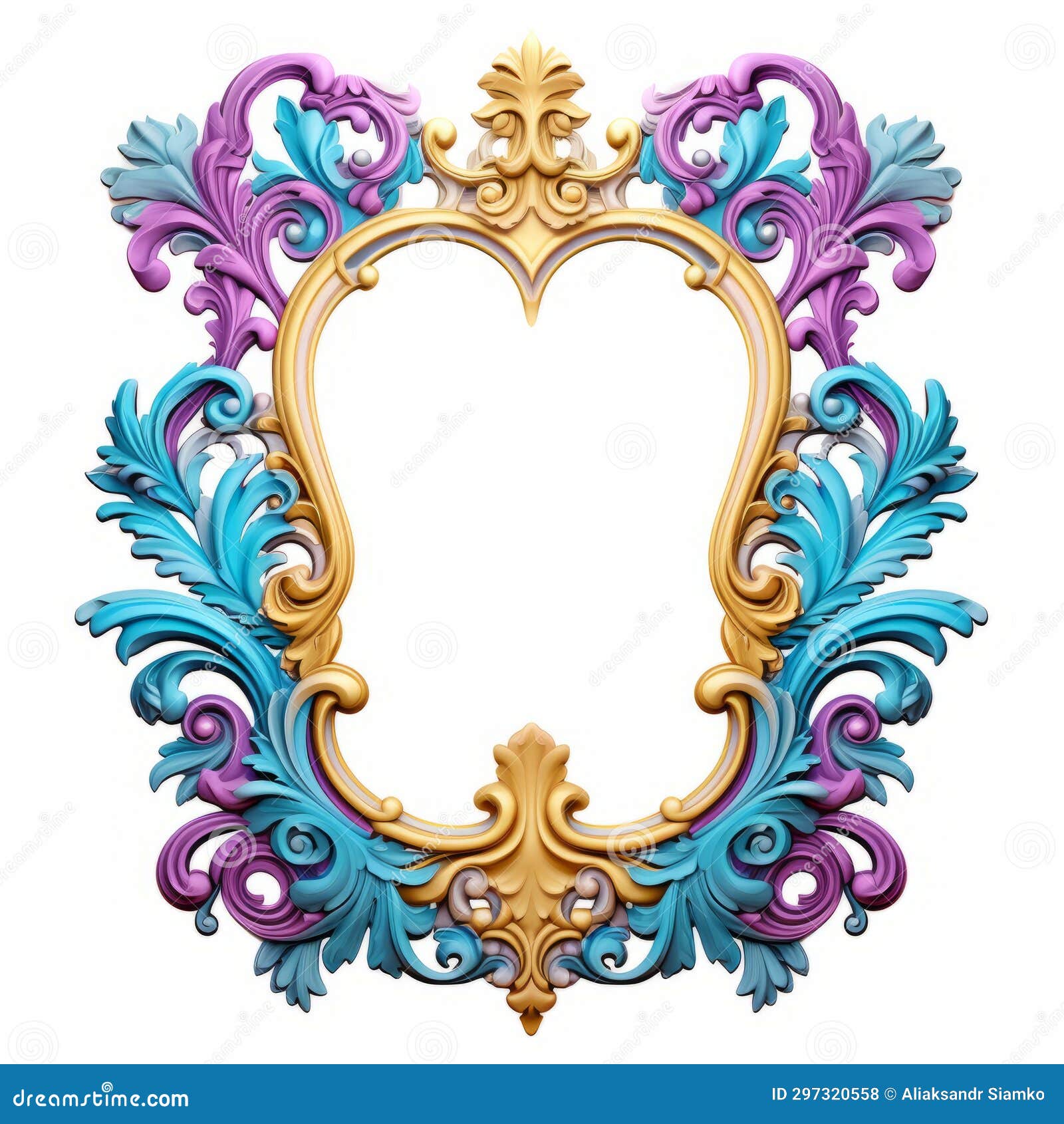 A Colorful Ornate Frame with a White Background Stock Photo - Image of ...