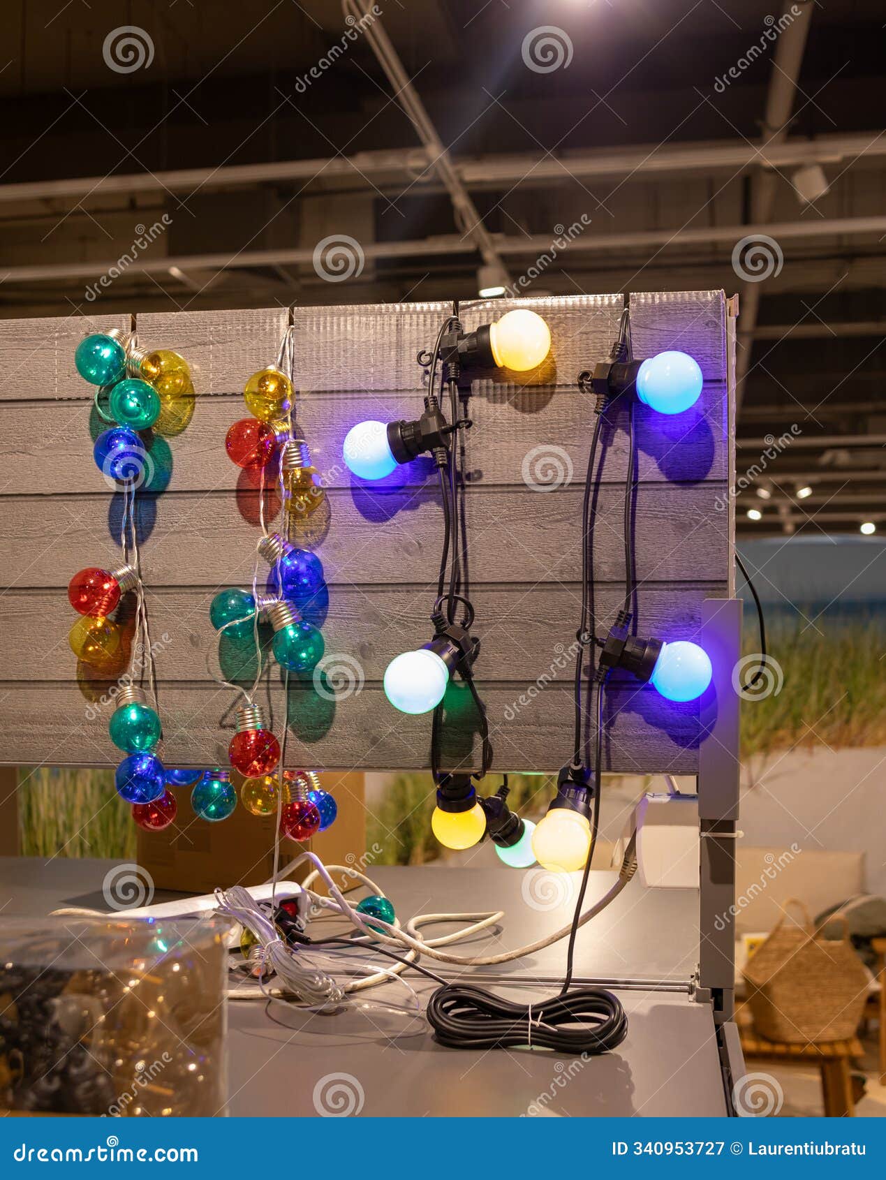 Colorful Outdoor String Lights Display Stock Image - Image of black ...