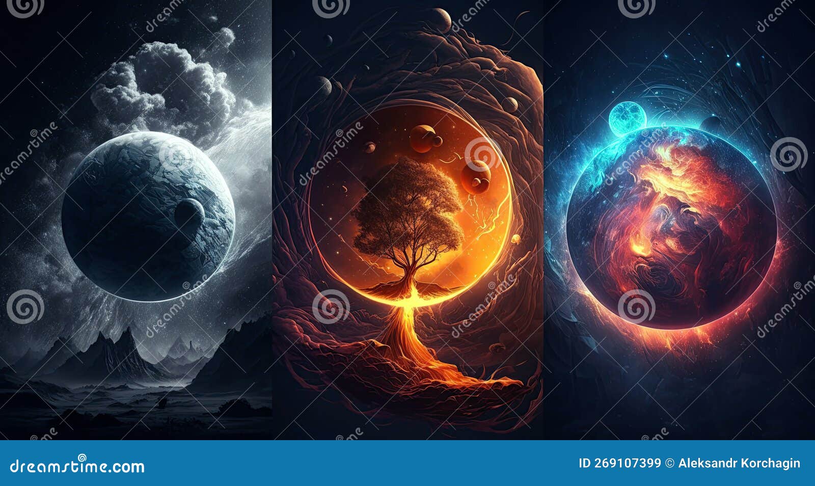 Colorful Outer Space with Constellations, Galaxies, Planets and Nebulae ...