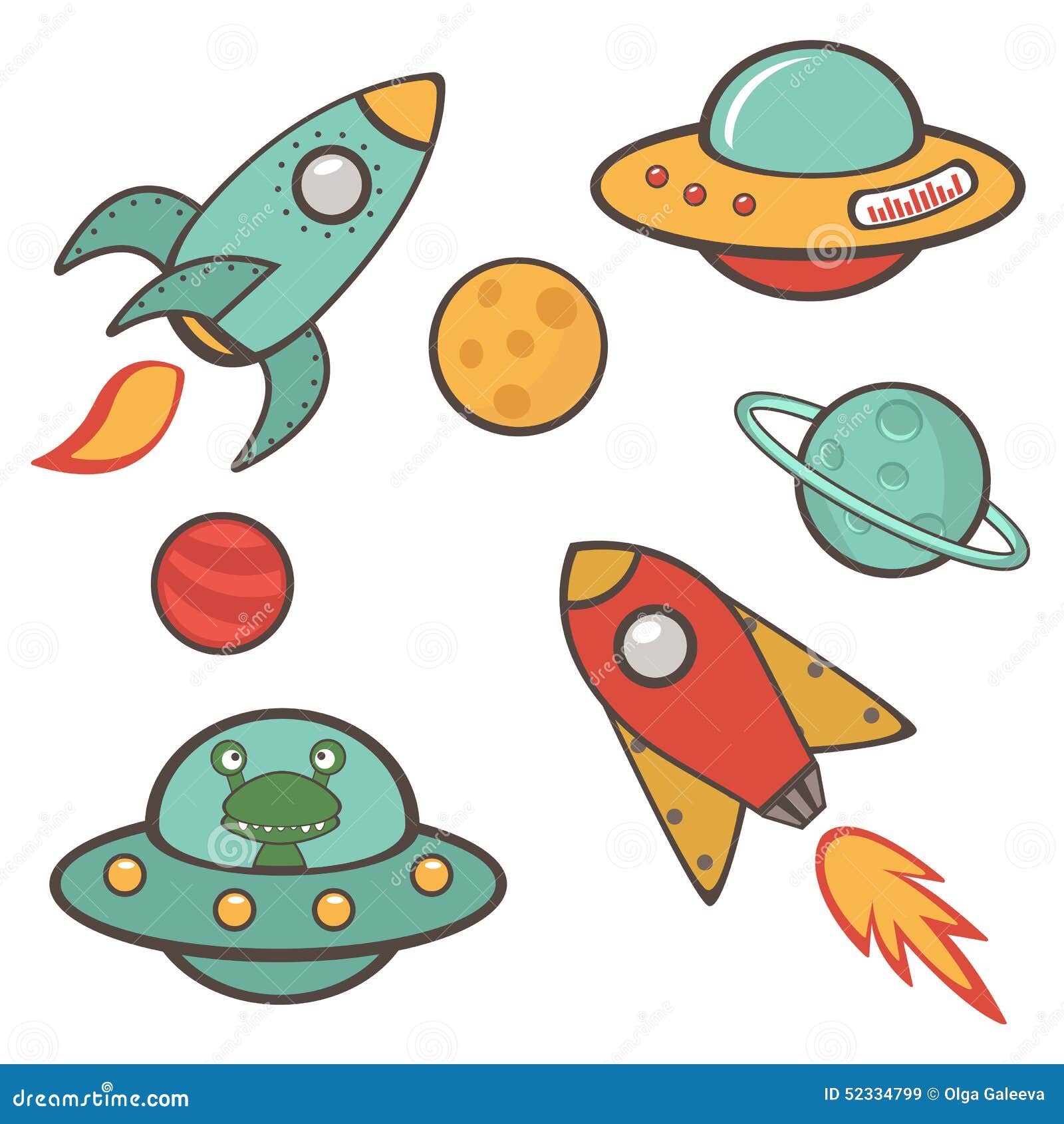 Colorful Outer Space Stickers Collection Stock Vector - Illustration of ...