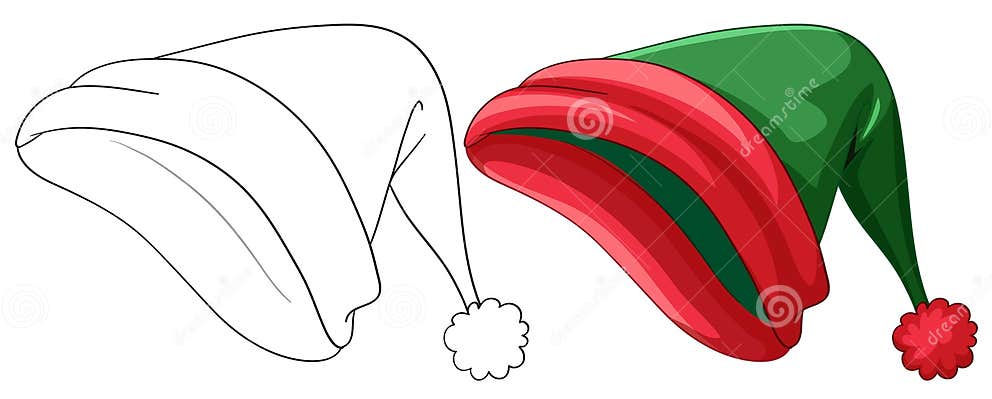 Colorful and Outlined Elf Hat Stock Vector - Illustration of ...
