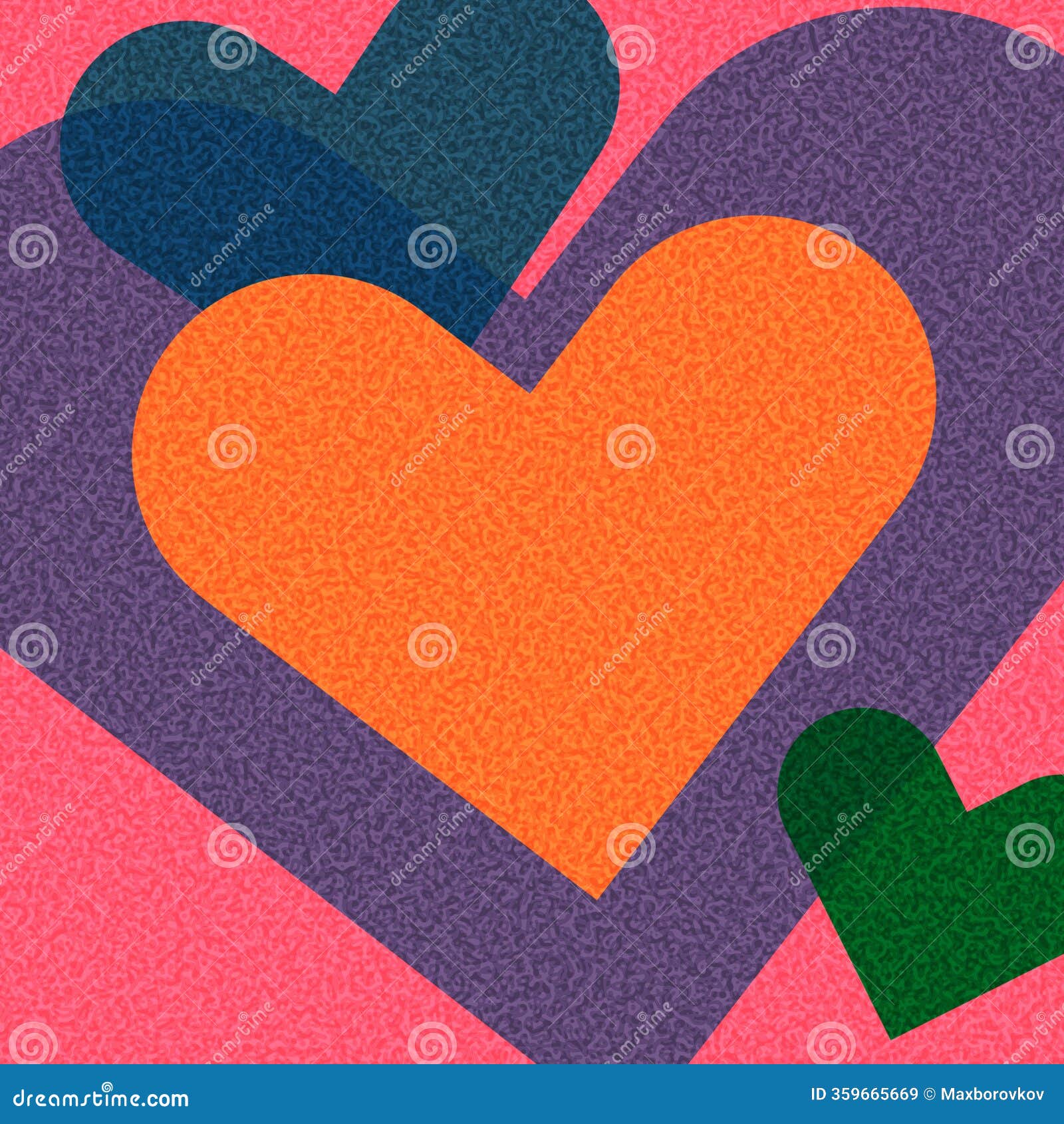 Colorful Overlapping Hearts Design Stock Illustration - Illustration of ...