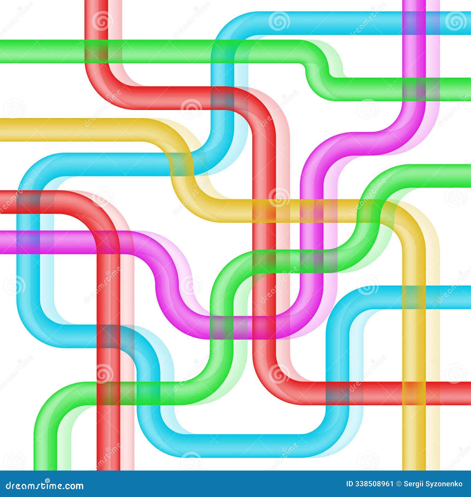 Colorful Overlapping Transparent Pipes Creating Complex Geometric ...