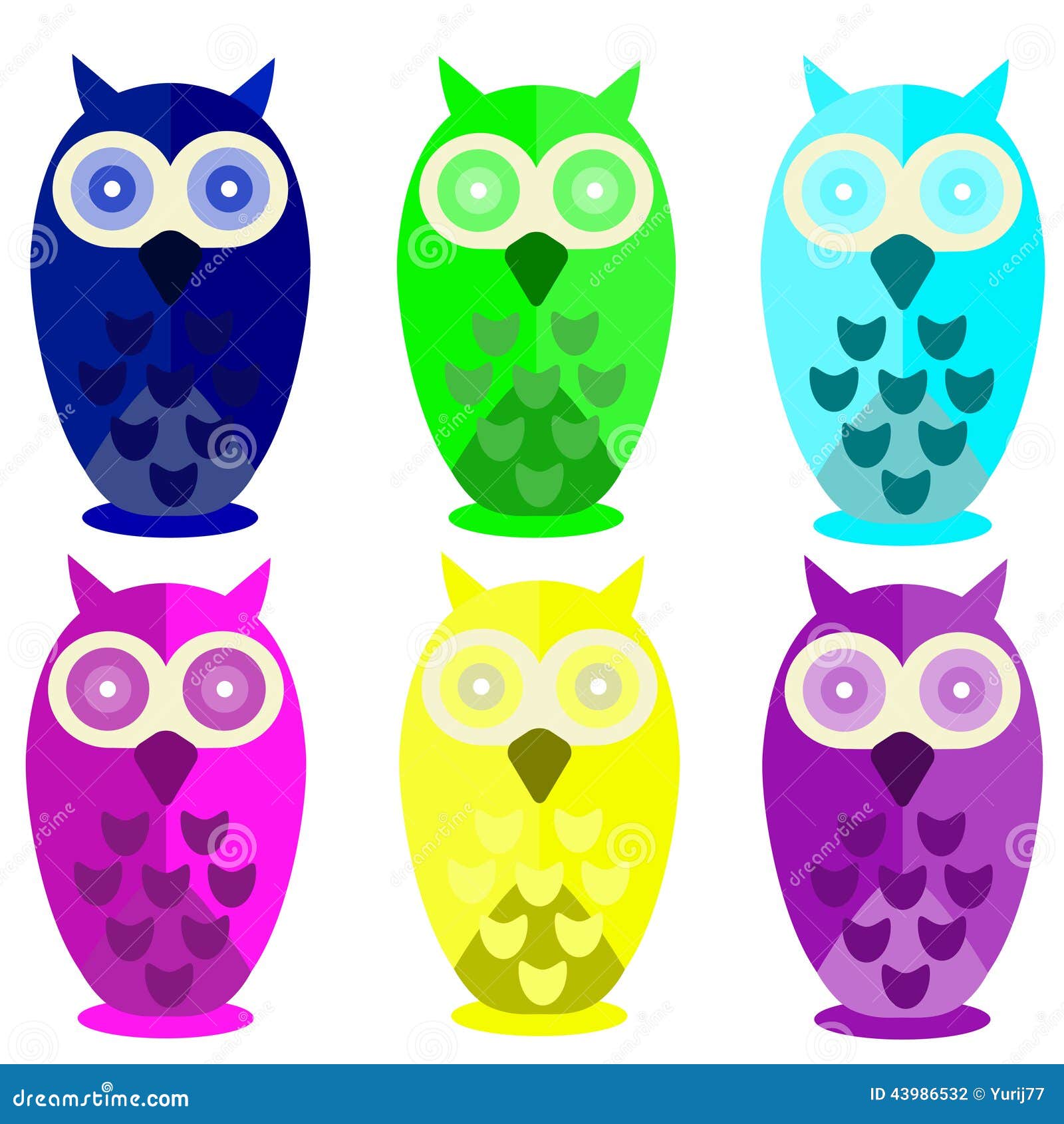 Colorful owls stock vector. Illustration of feather, wild - 43986532