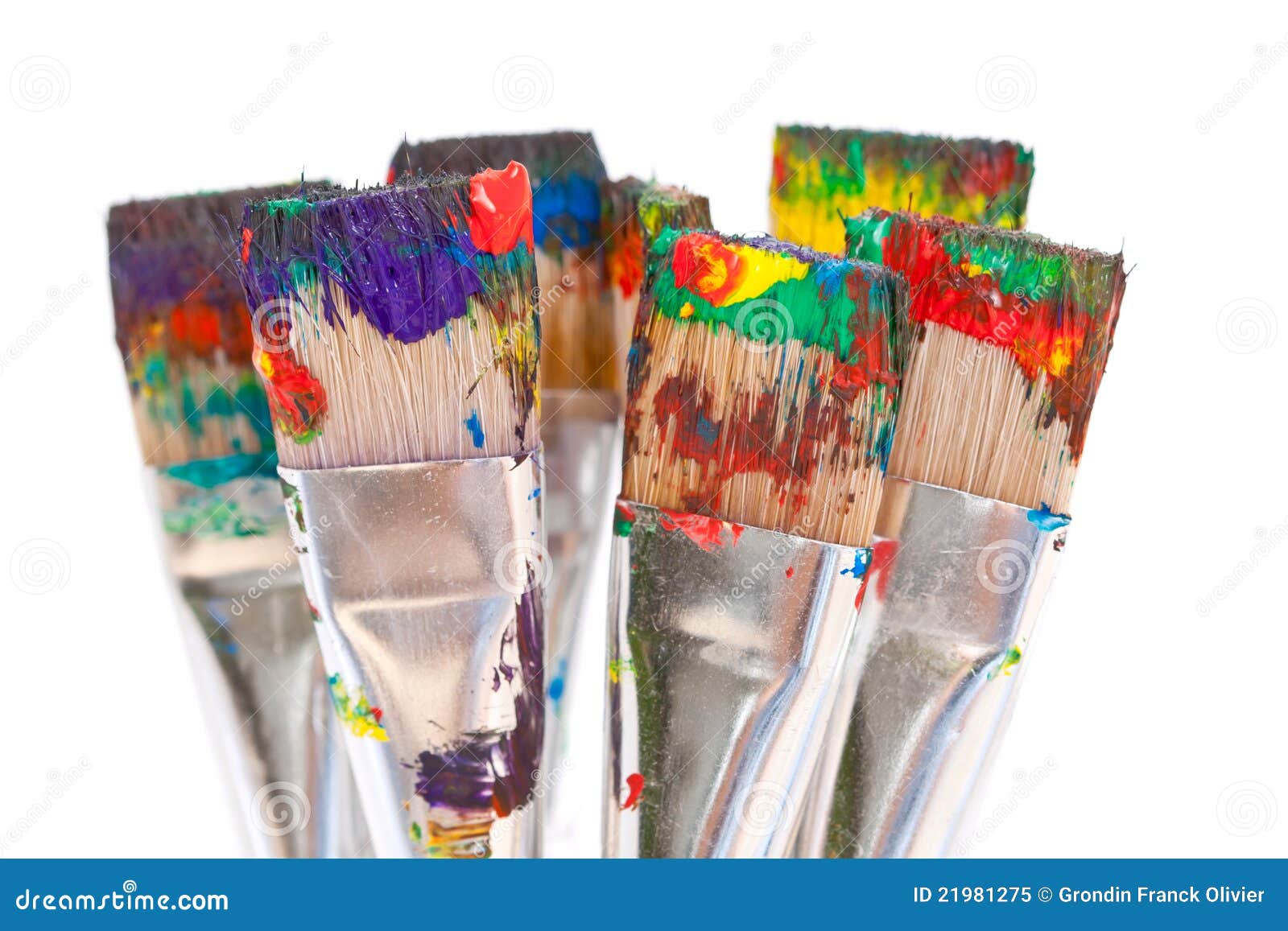 Colorful paint on brushes stock image. Image of brush - 21981275