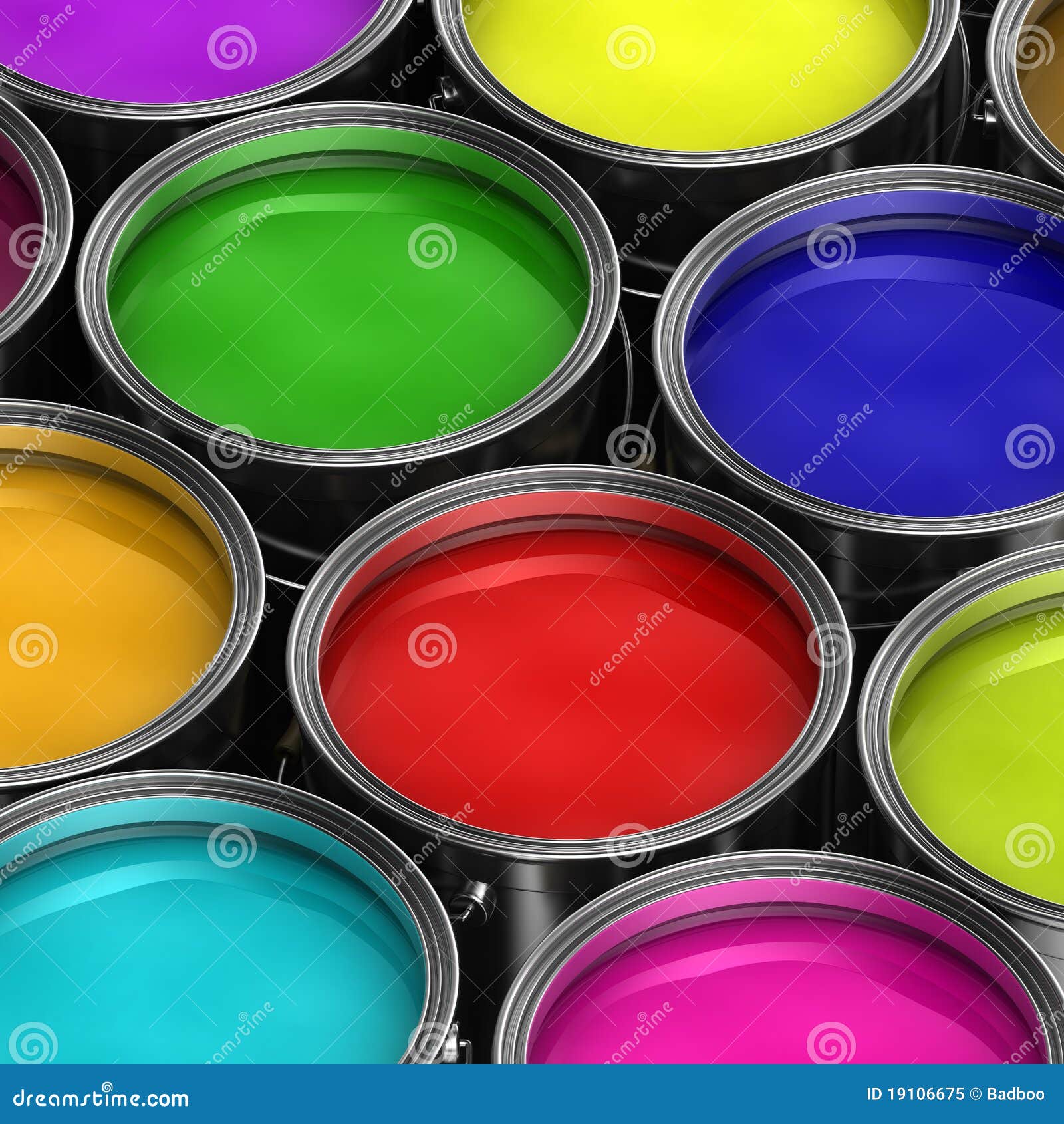 Colorful paint buckets stock illustration. Illustration of isolated ...