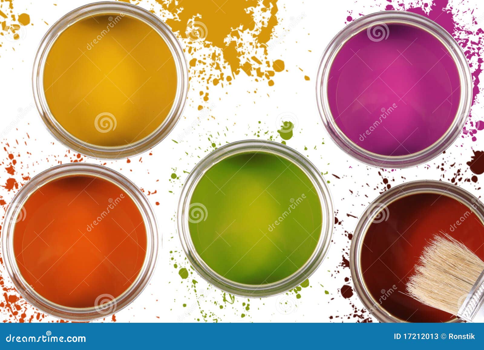 Colorful Paint Buckets with Color Spots Stock Image - Image of color ...