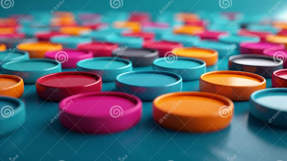 Colorful Paint Can Lids Arranged in Pattern Stock Illustration ...