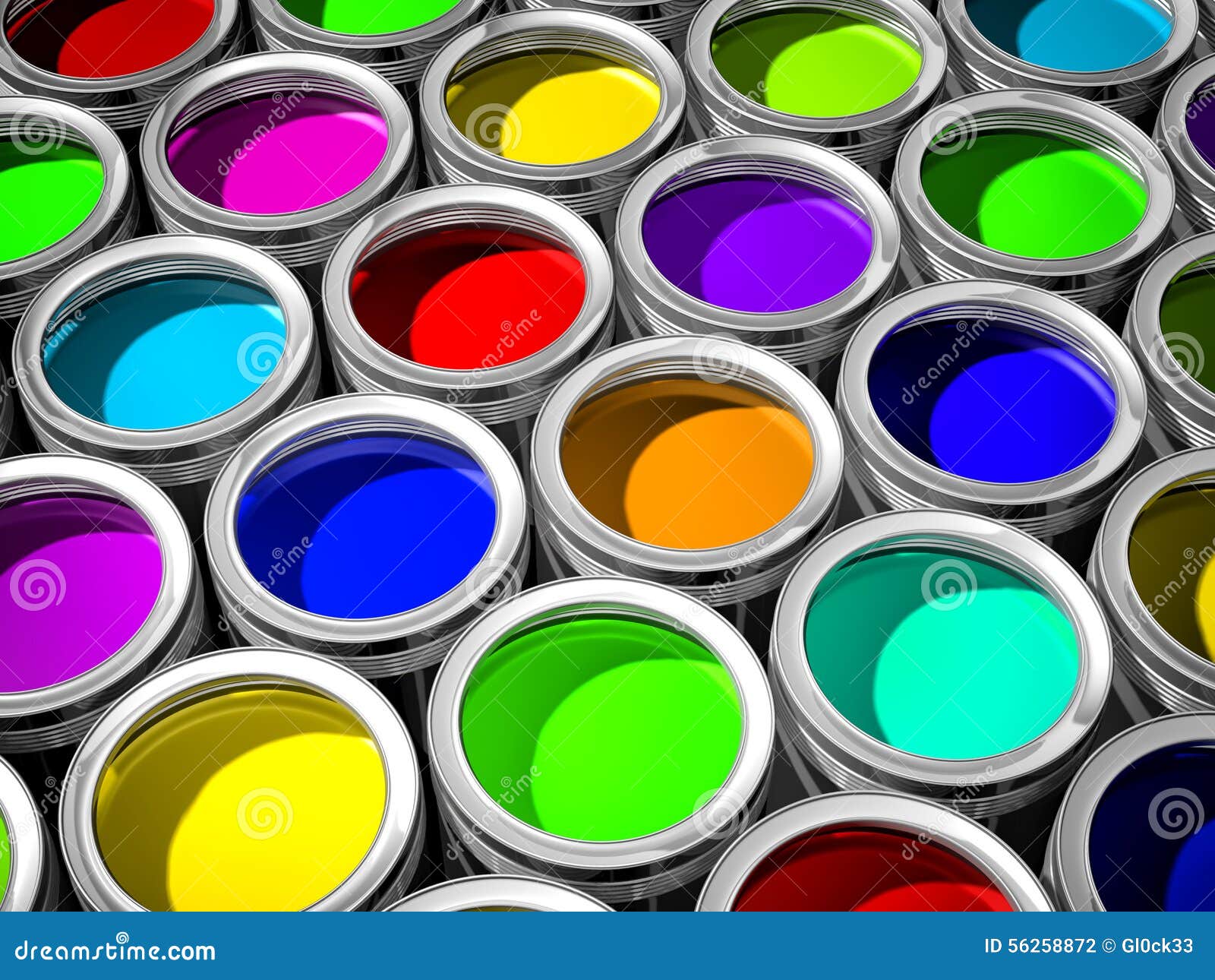 Colorful paint cans stock illustration. Illustration of brush - 56258872
