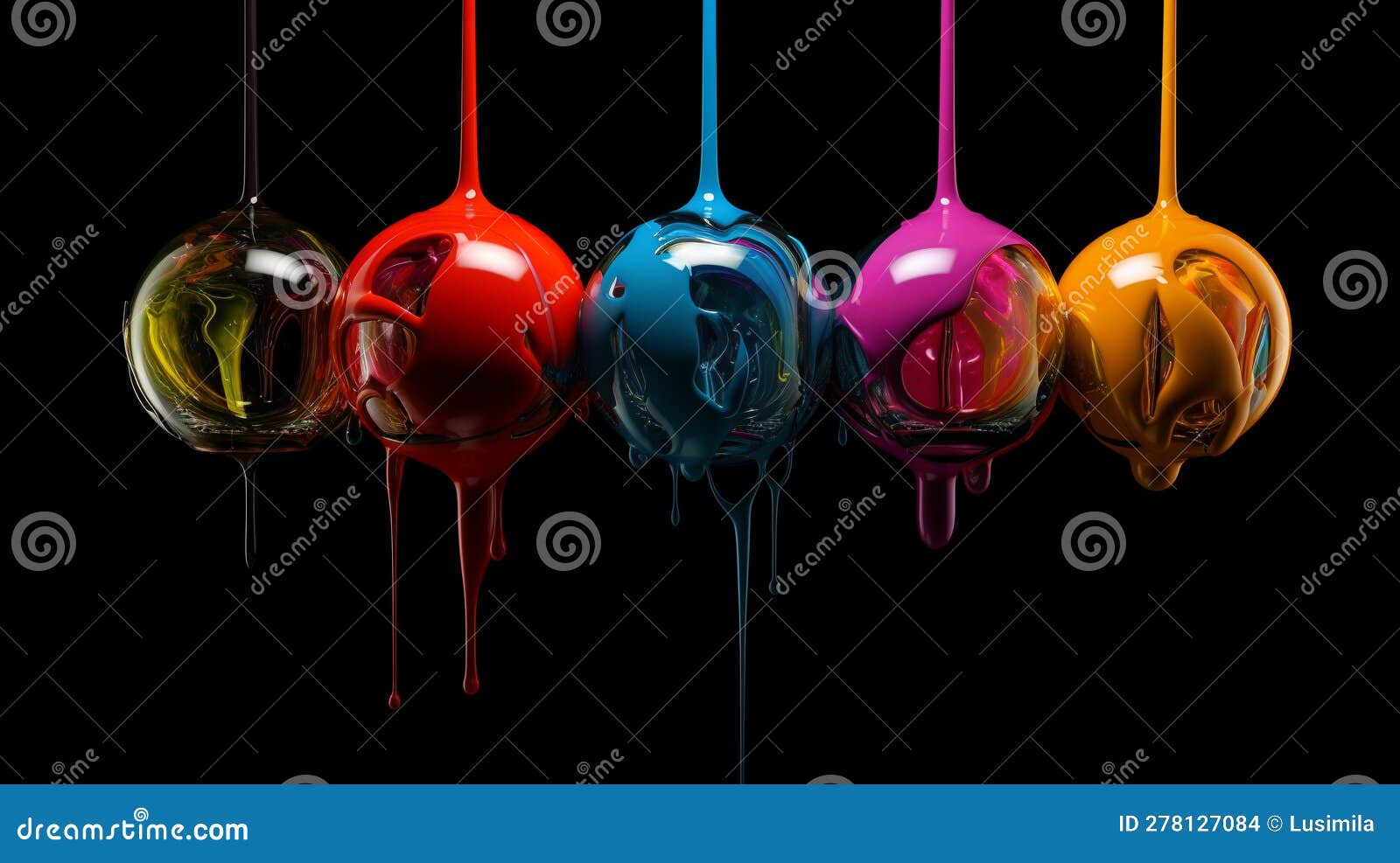 Multiple Spheres on Black Background. Generative Ai Stock Illustration ...