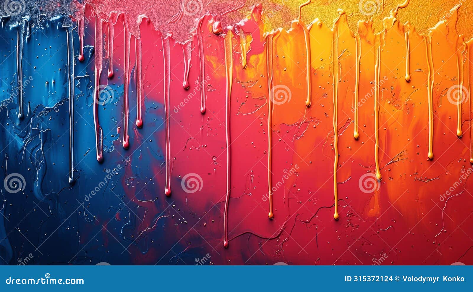 Colorful Paint Dripping on Wall Stock Photo - Image of design, closeup ...