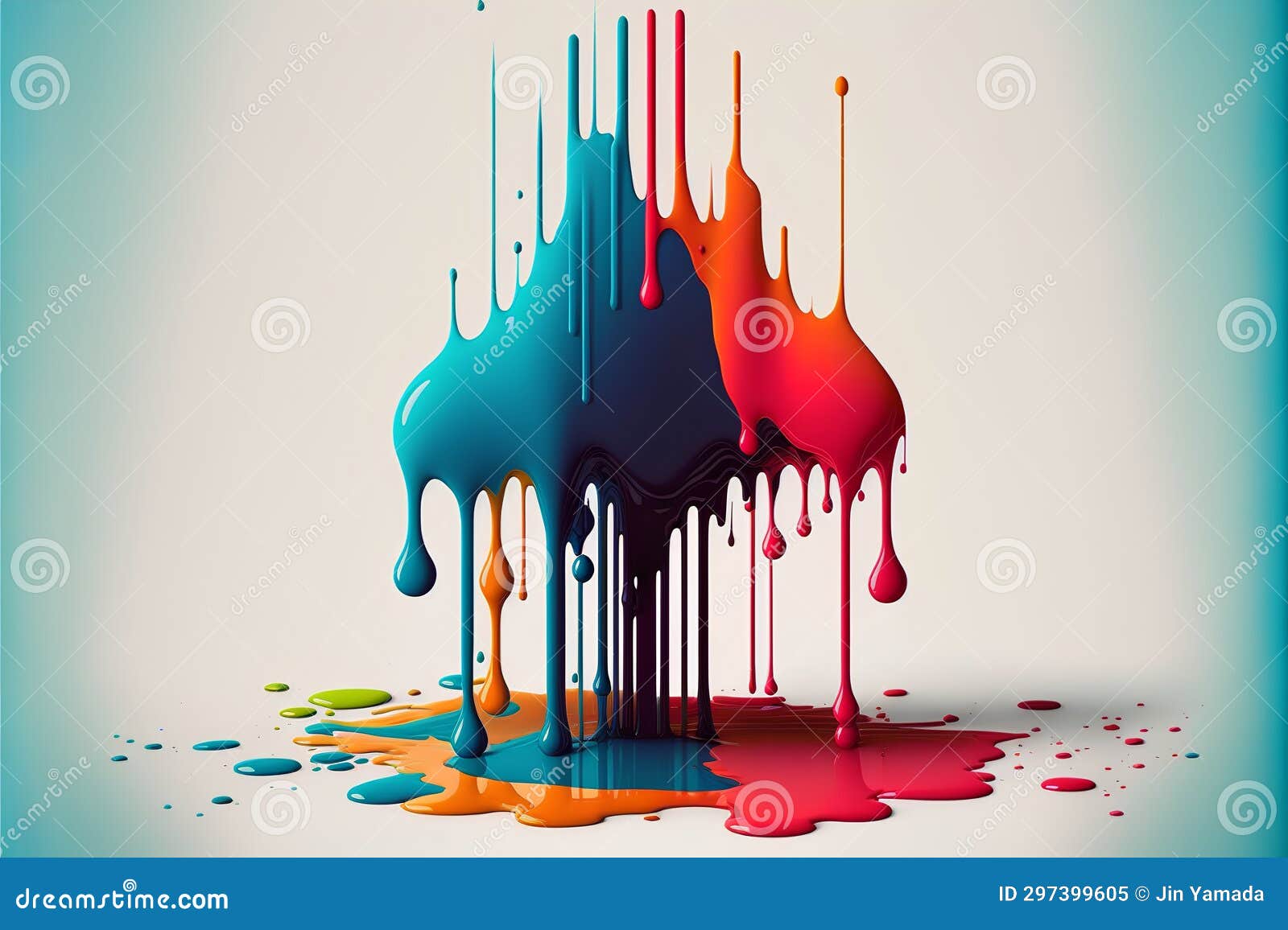 Colorful Paint Dripping on a White Background. 3d Rendering Stock ...