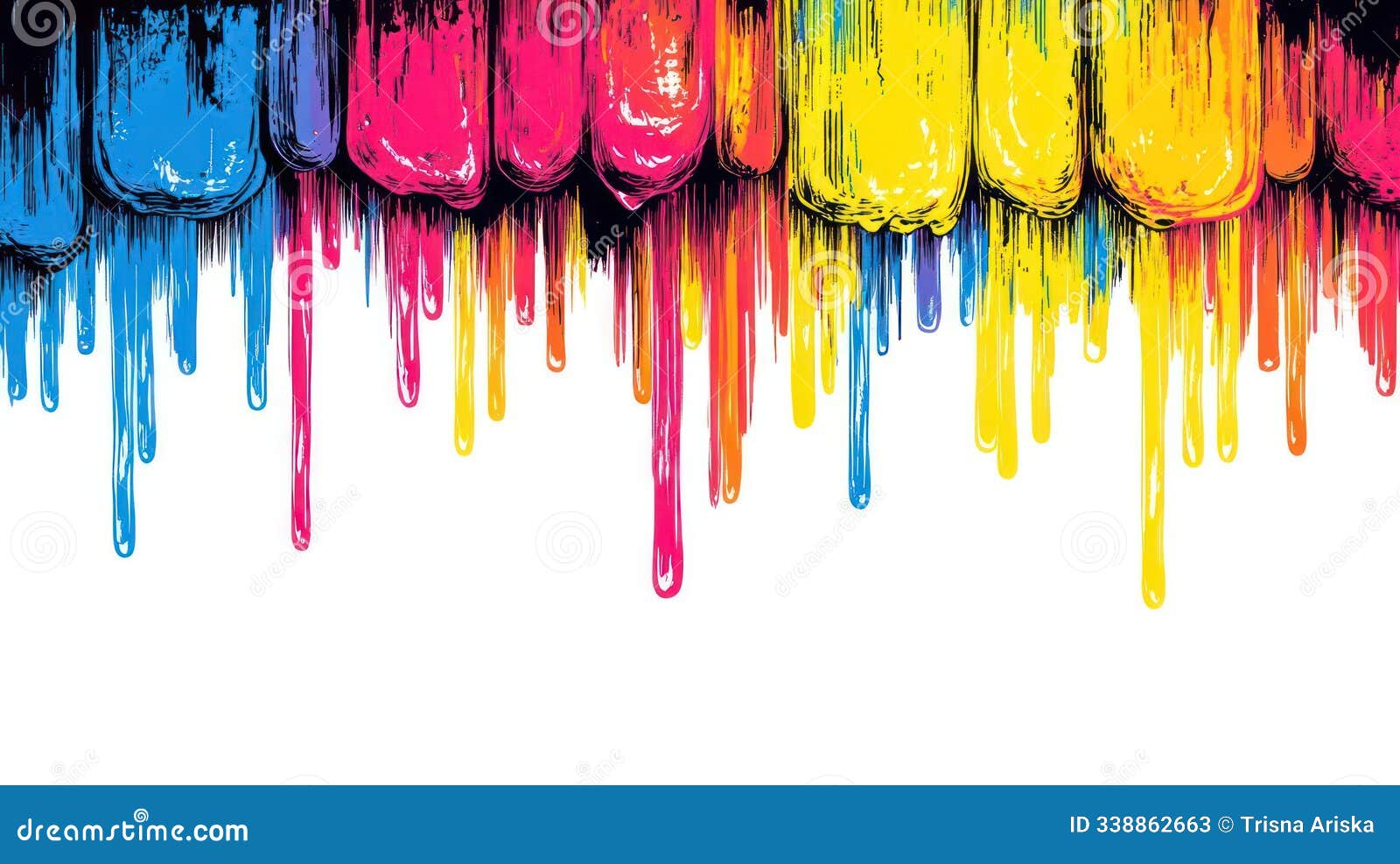 Colorful Paint Drips Create an Artistic, Vibrant Border on a White Background Stock Illustration ...