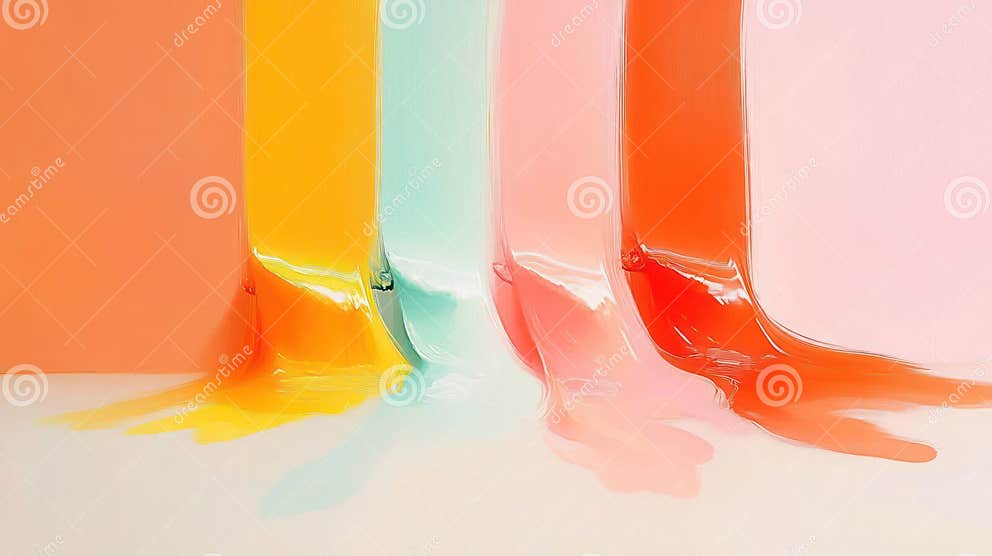 Colorful Paint Drips Create a Vibrant, Artistic Display on a Smooth ...
