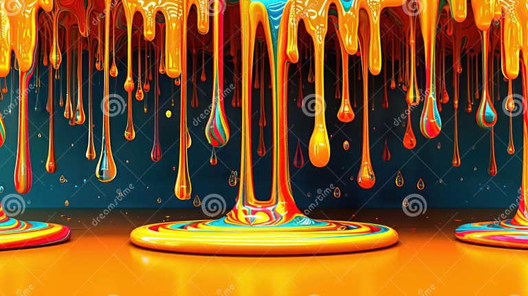 Colorful Paint Drips Creating a Vibrant, Artistic Display on a Smooth ...