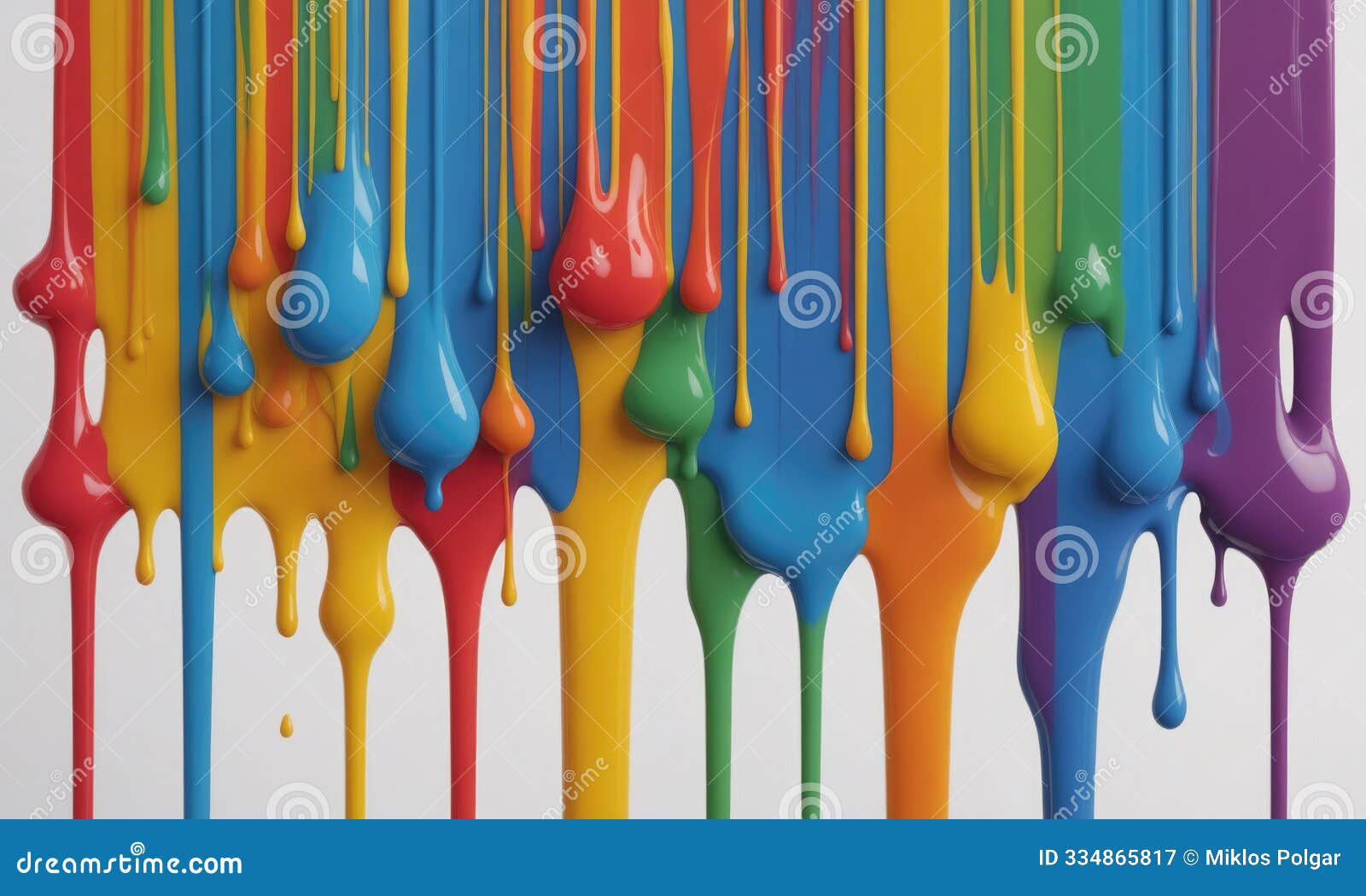 Colorful Paint Drips Down a White Surface, Creating a Vibrant and ...