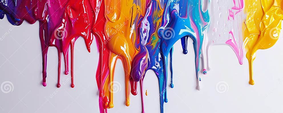Colorful Paint Drips on White Background Stock Illustration ...